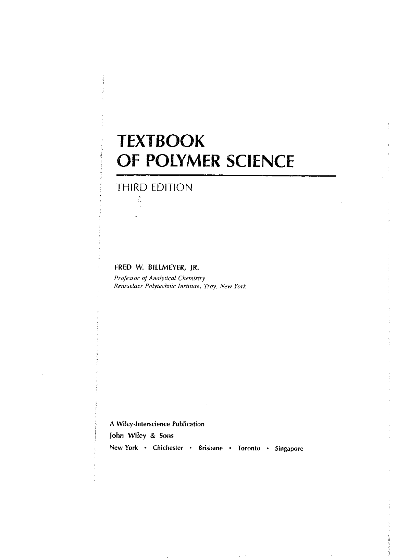 Textbook of polymer science - polimerização - Docsity