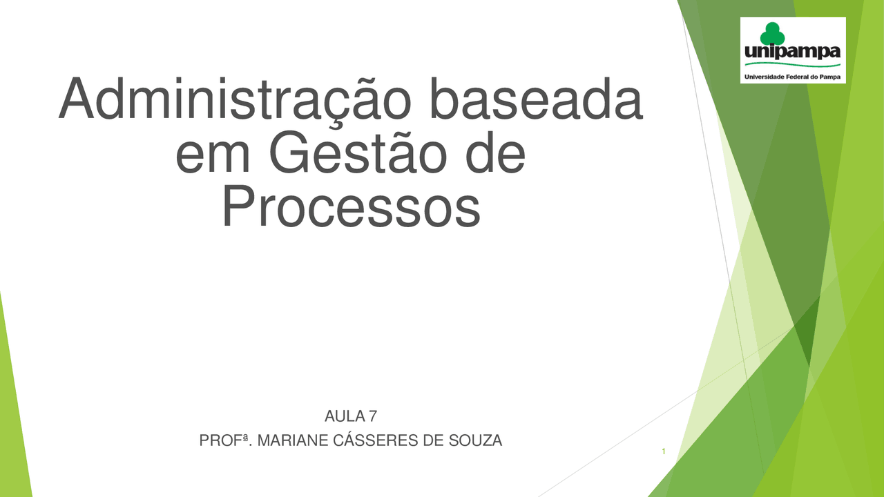 Aula 7 - Gestao de Processos - gestão de processos - Docsity