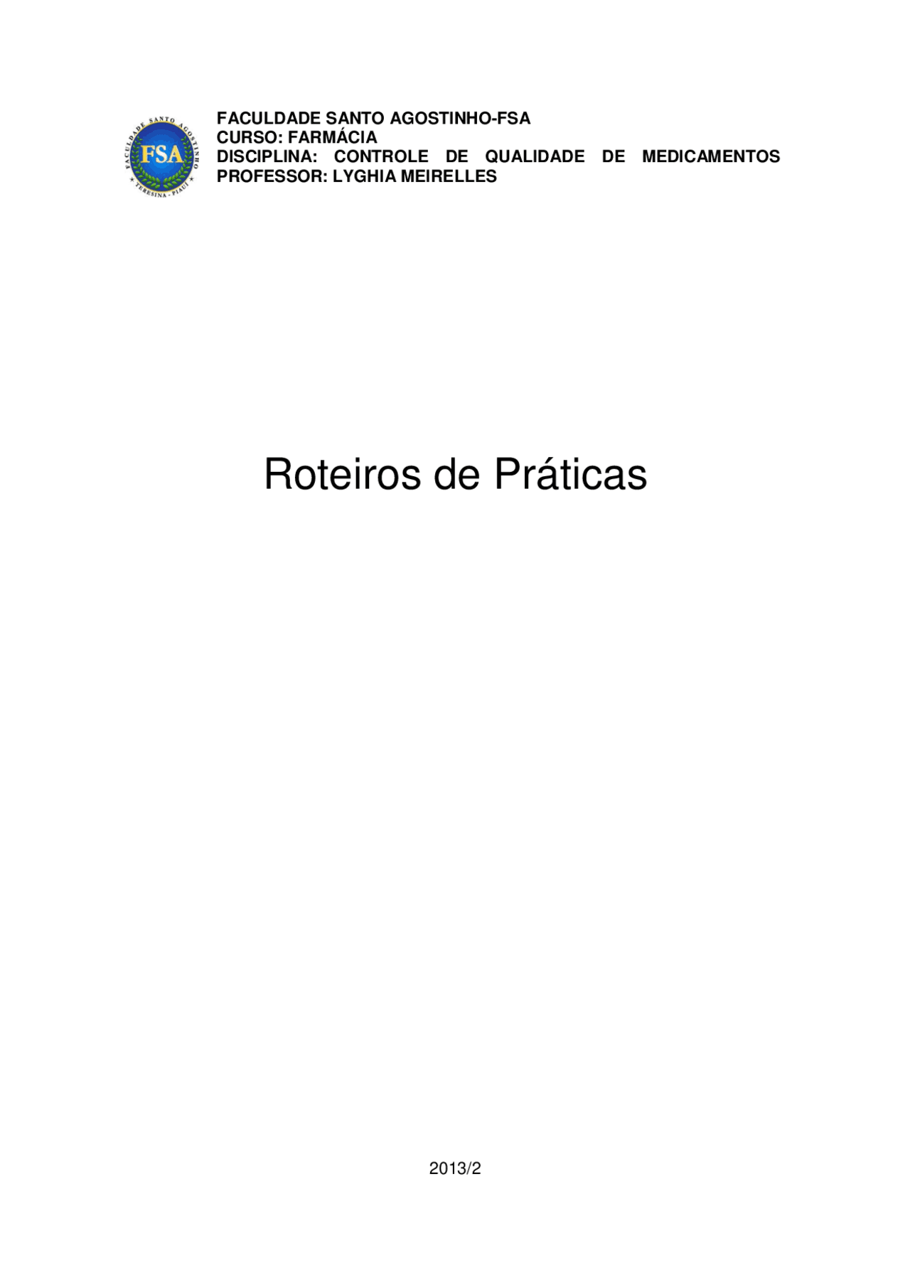 Roteiro - de - aulas - praticas - Controle - de - Qualidade - Roteiro ...