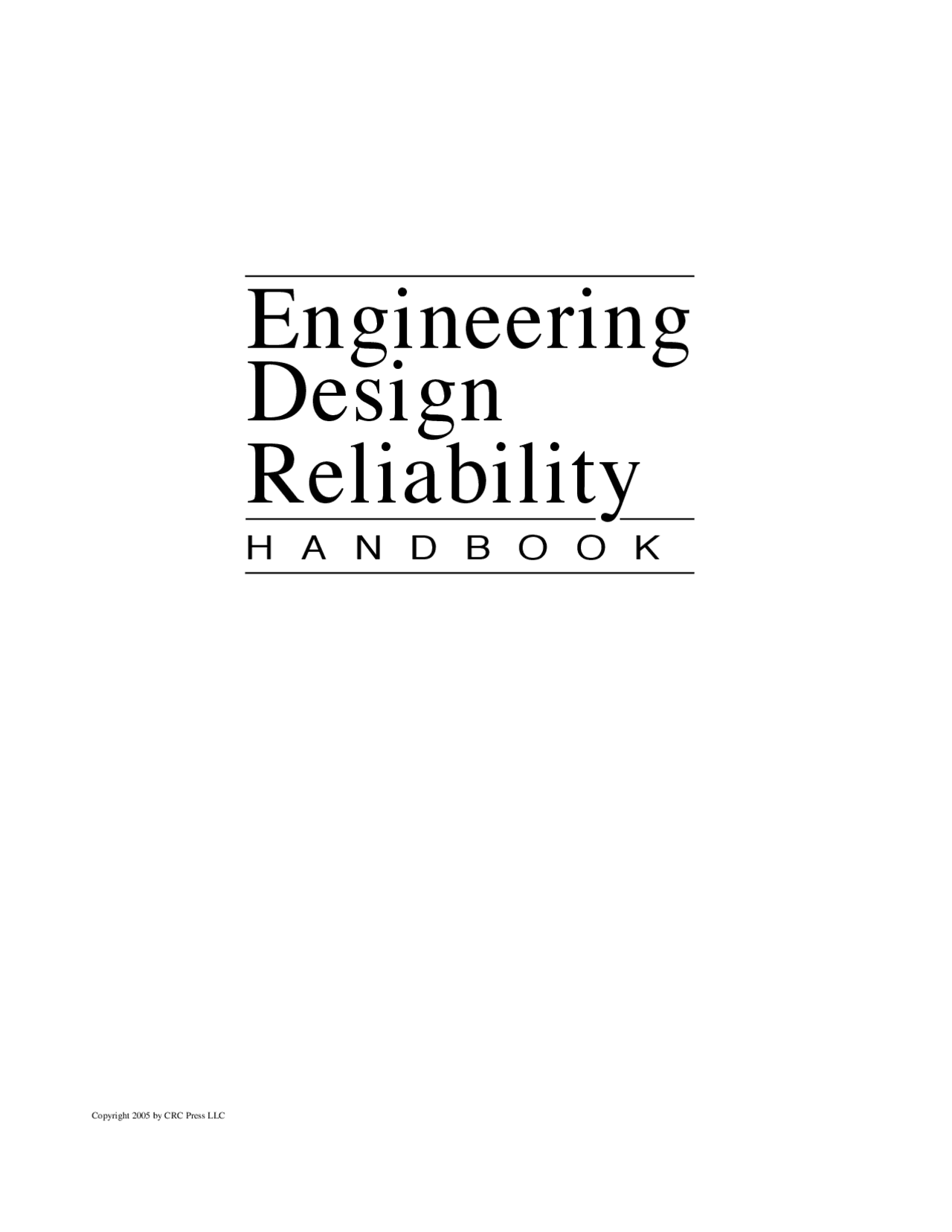 Crc Engineering Design Reliability Handbook Fiabilidade Docsity
