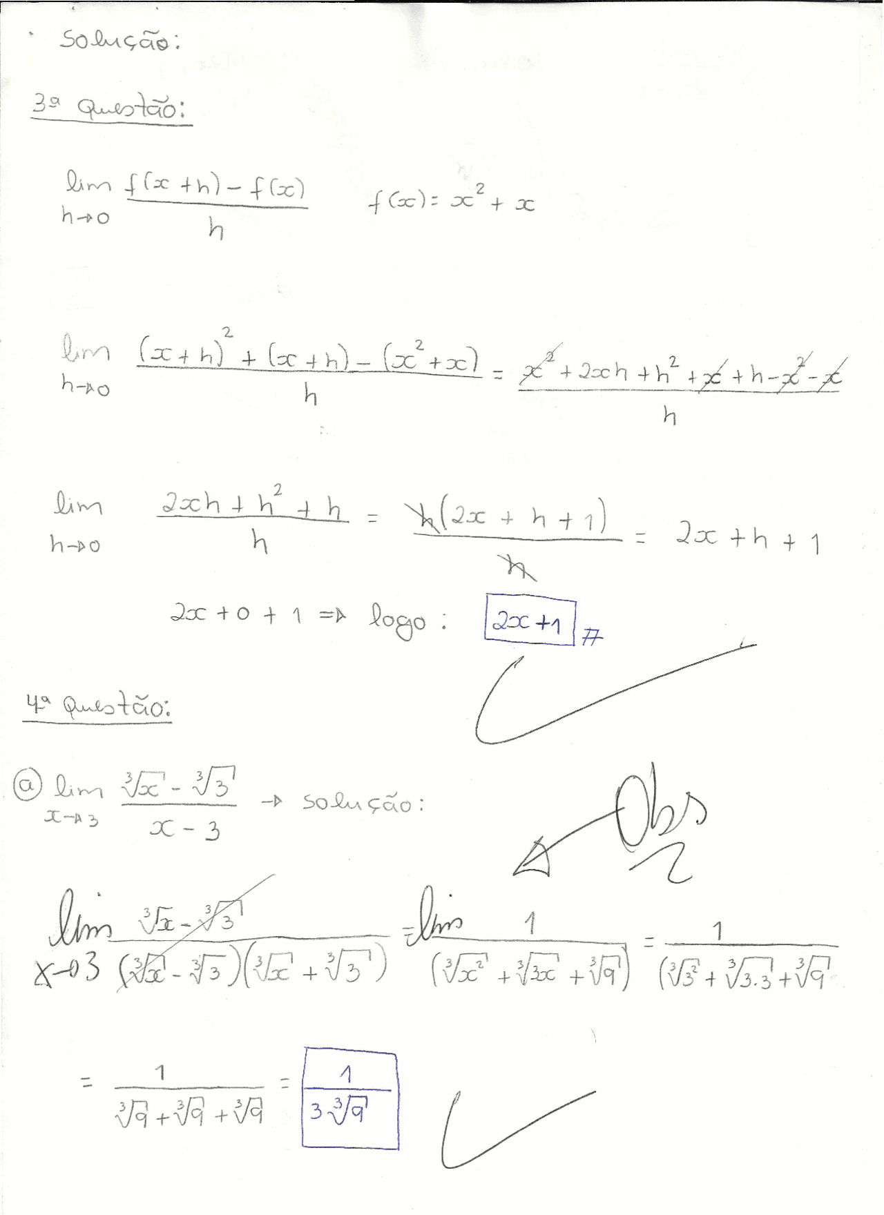 Cálculo1 Scan Doc0003 Prova De Derivadas Docsity