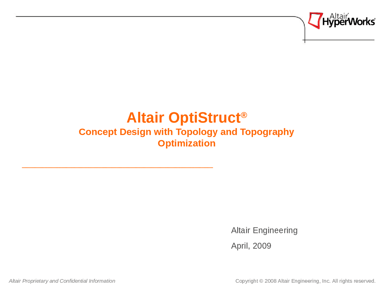 Printed Edition - optistruct optimization 10 0 rev1 - tutoriais ...