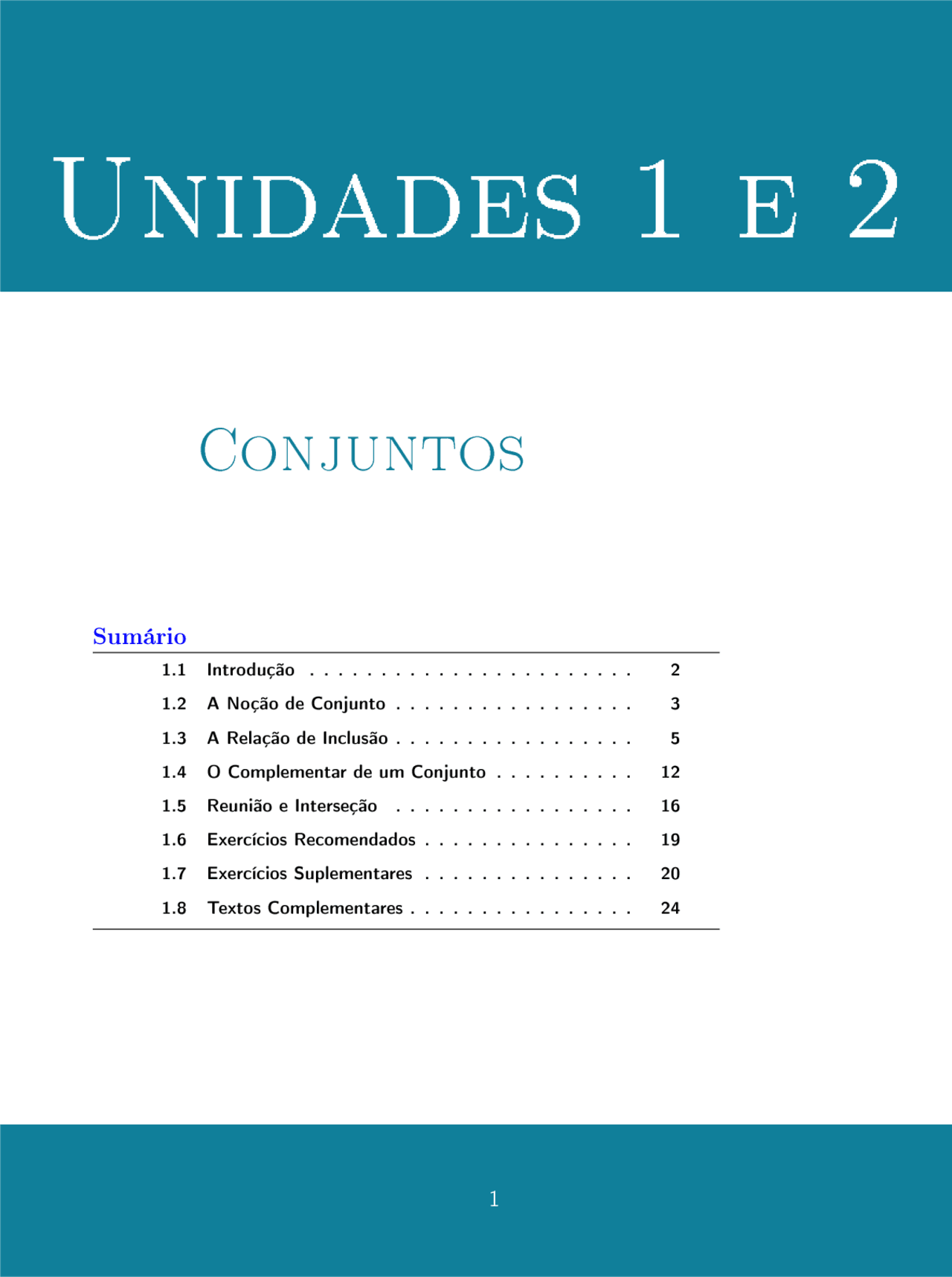 Ma11 Unidade 1 E 2 Conjuntos Matemática Teoria Dos Conjuntos Docsity