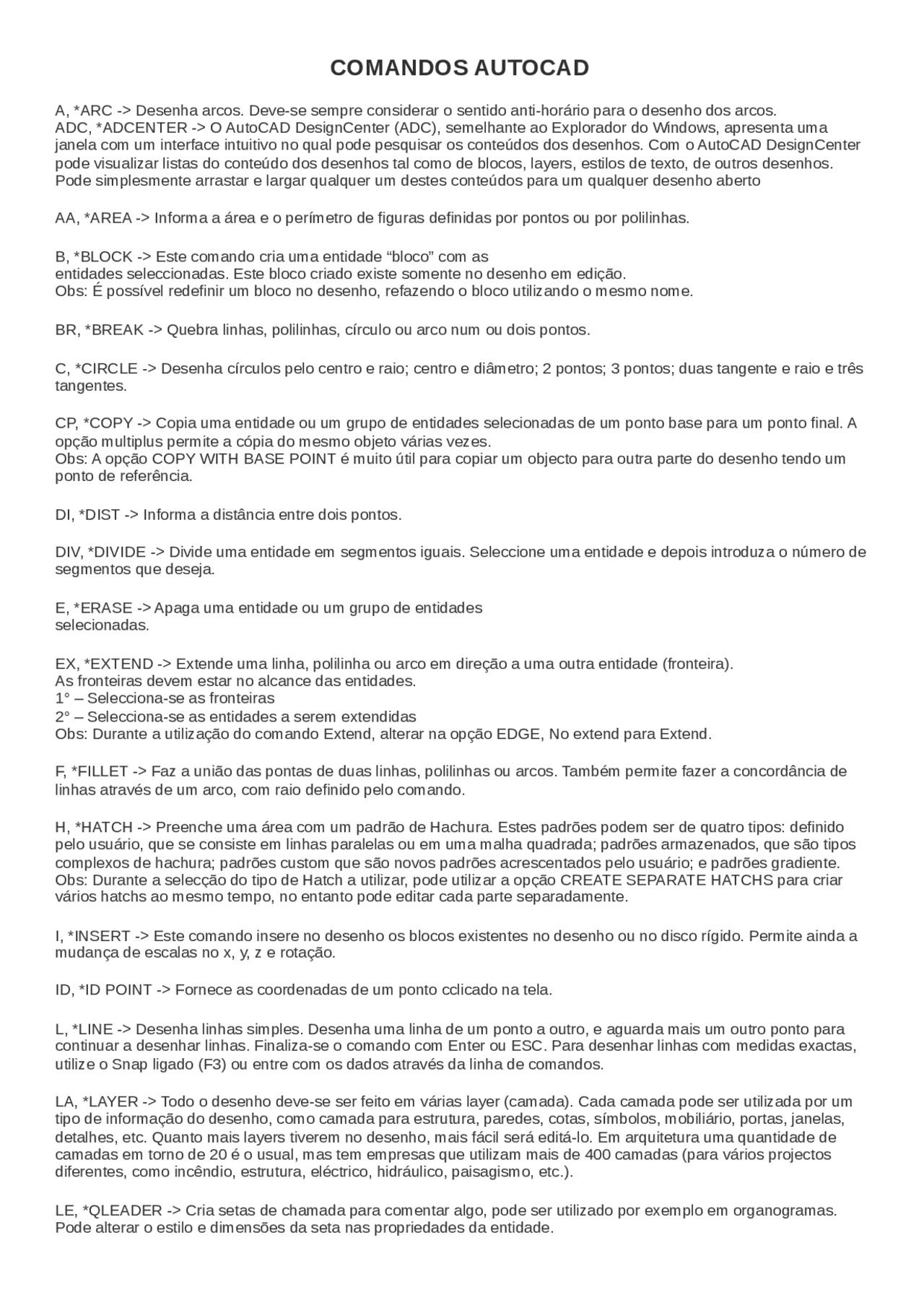 Comandos Autocad Autocad 2008 Educational Docsity