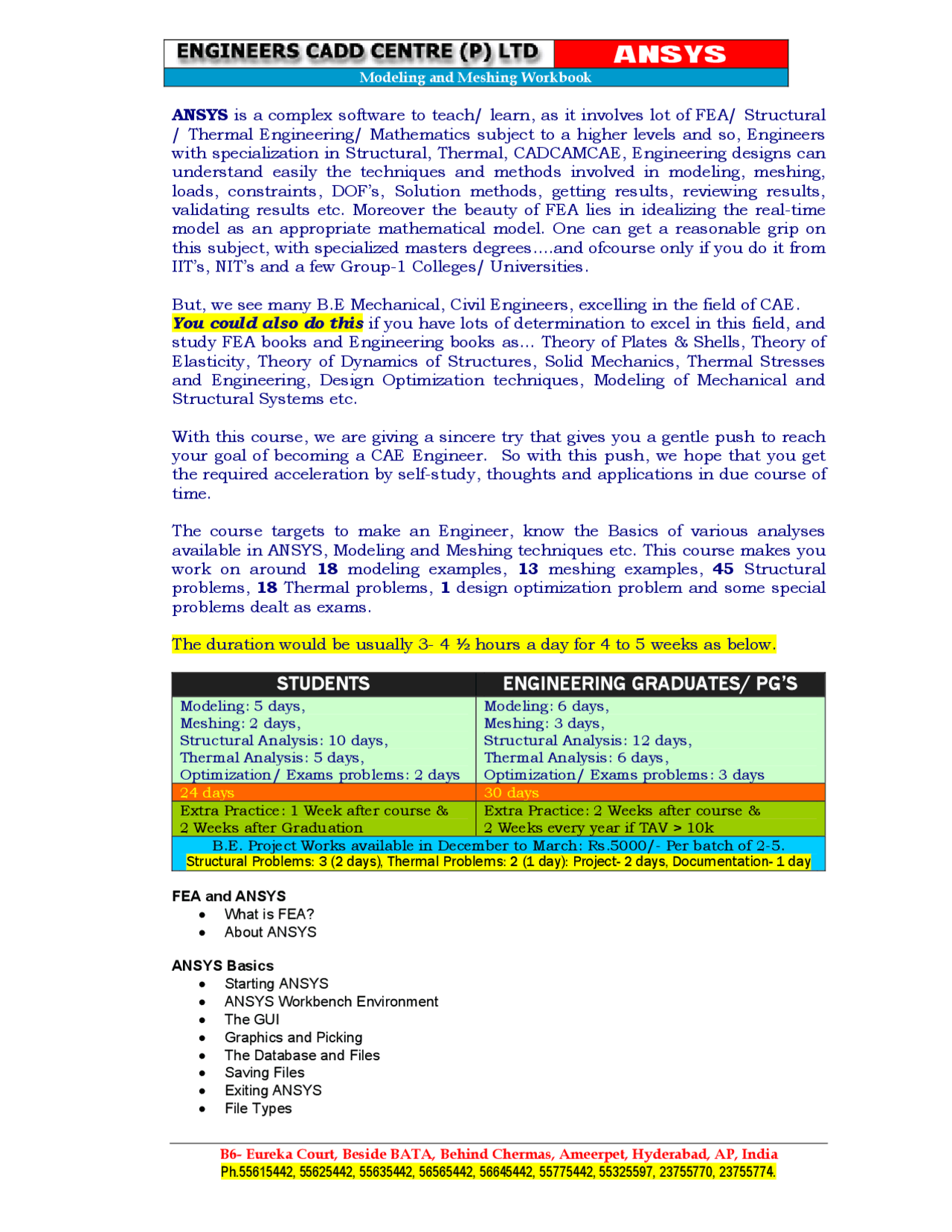 Ansys Tutorials Ansys Modelingmeshing Workbook July 2005 Ansys Tutorials Docsity