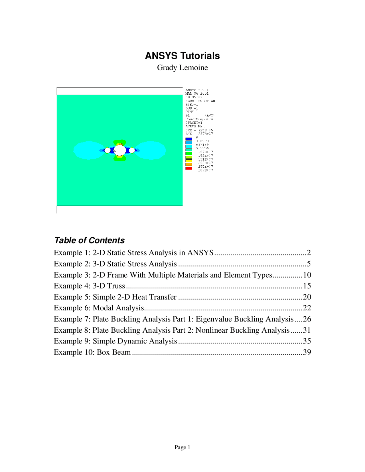 Ansys Tutorials Ansys Tutorials 10 Ansys Tutorials Docsity