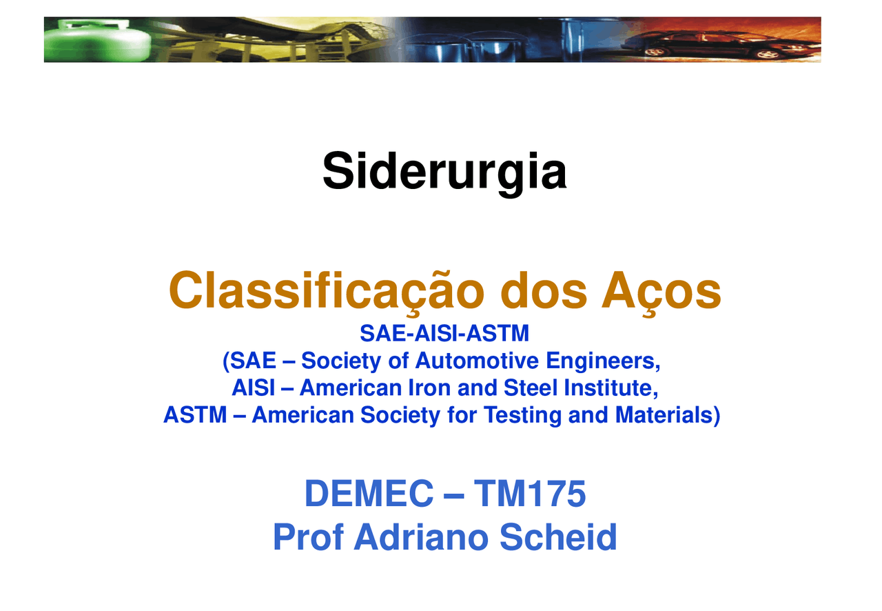 Aula 2 Classificação Dos Aços Aula 2 Classificação Dos Aços Docsity