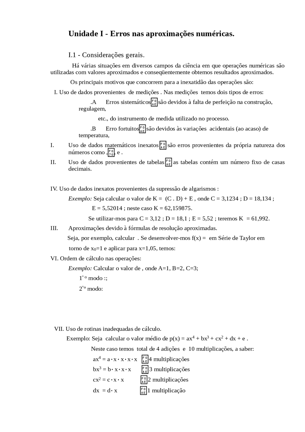 Cálculo Numérico Unidade I Cálculo Numérico Docsity