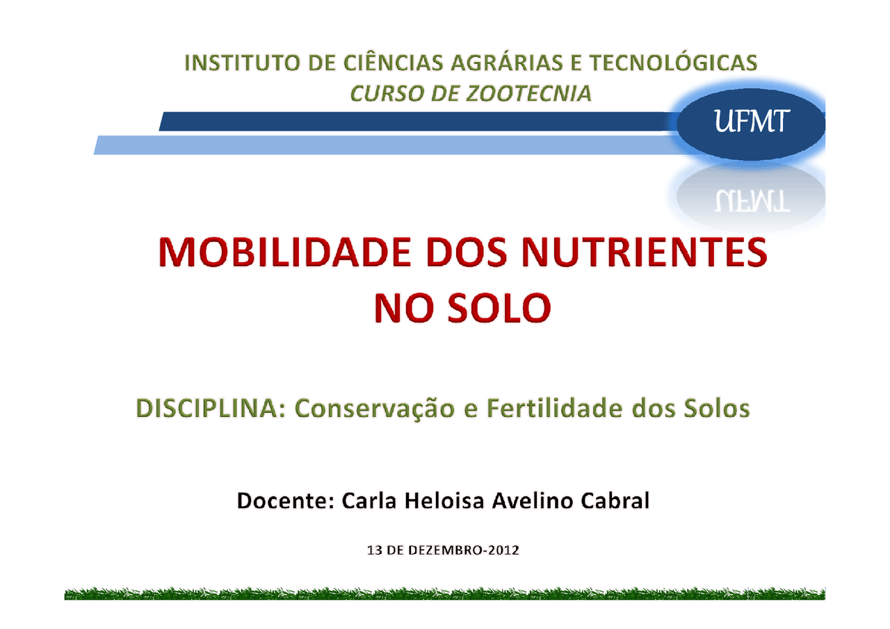 Aula 2 Mobilidade Dos Nutrientes No Solo Docsity