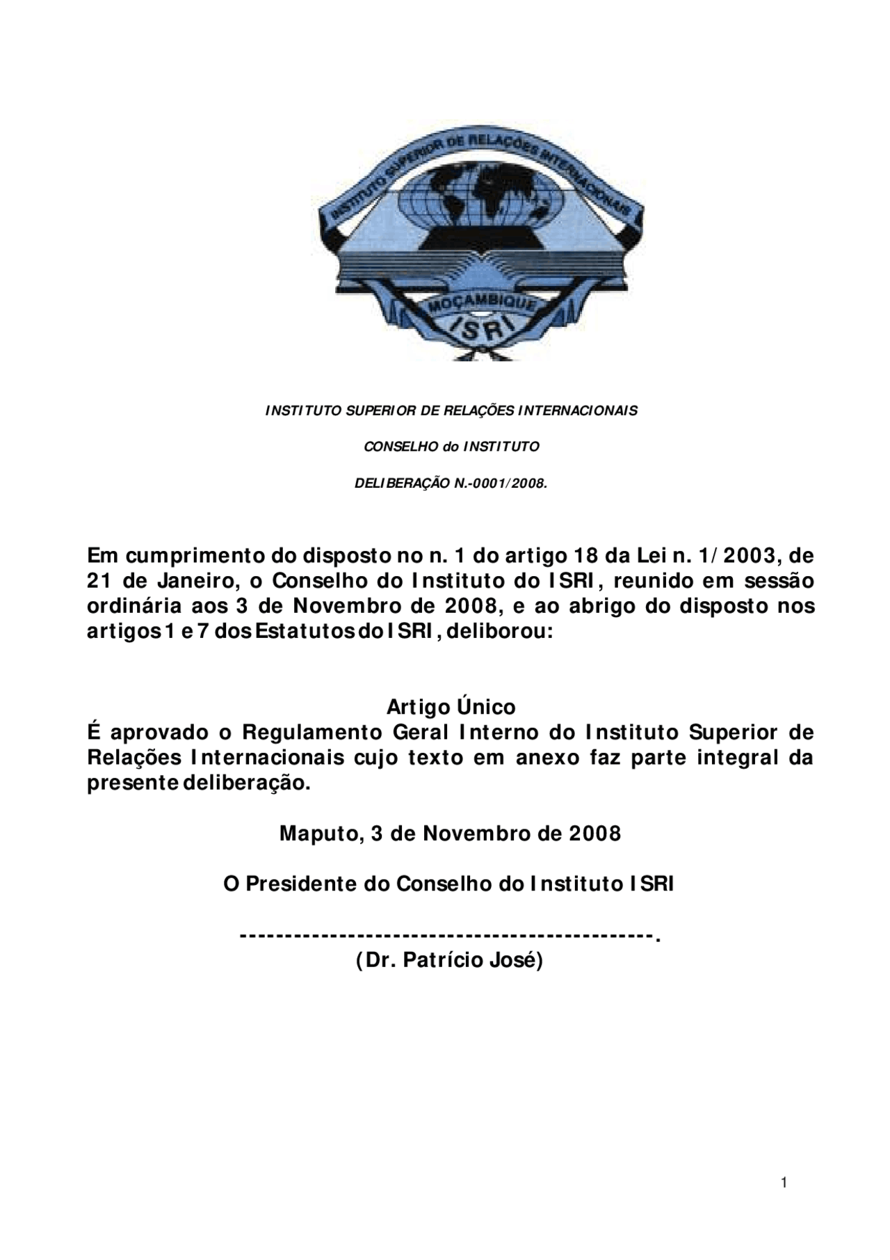 Regulamento Interno Do Isri Regulamento Docsity