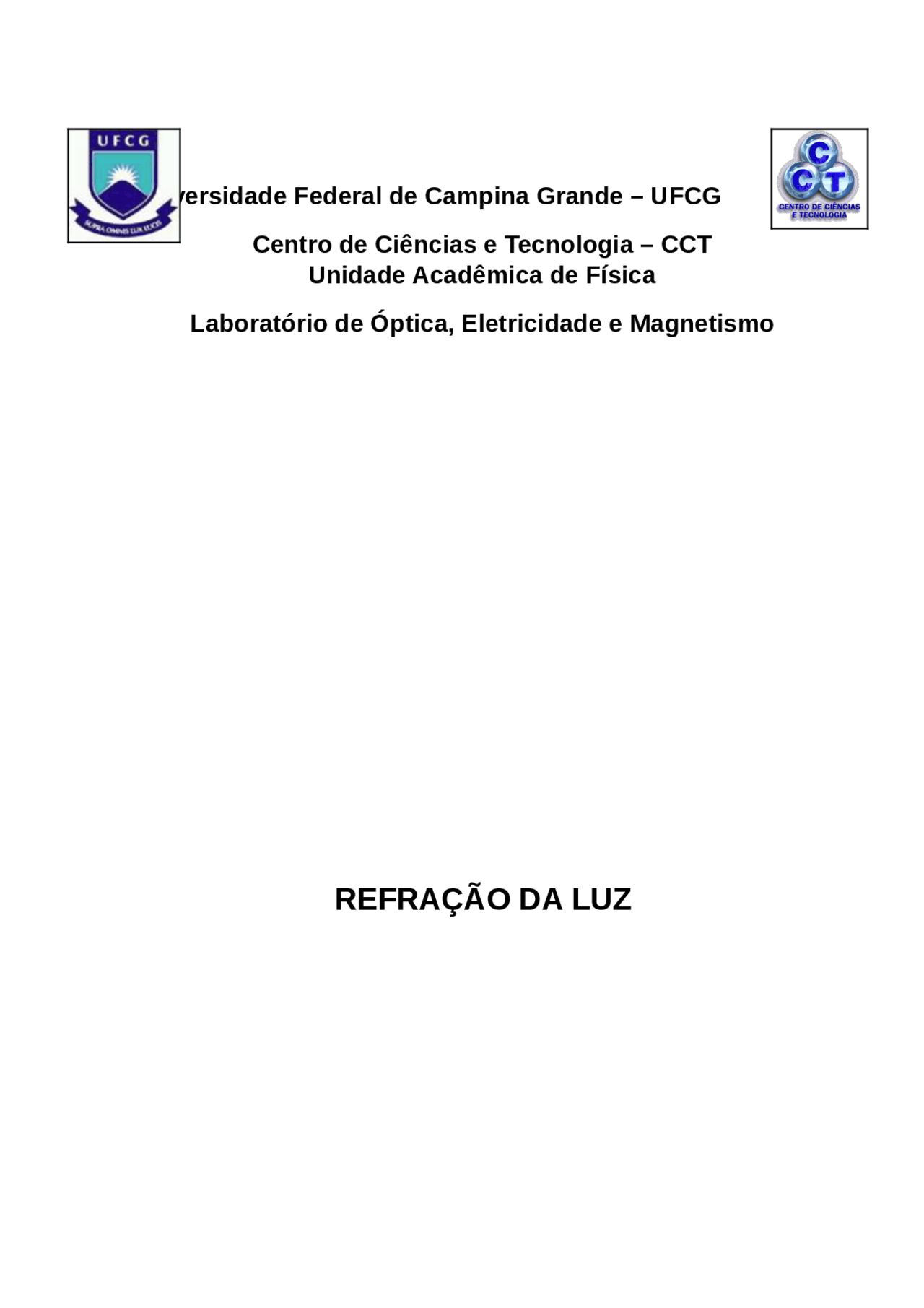 Camila Relatório 02 Refração Da Luz Experimental Ii Docsity