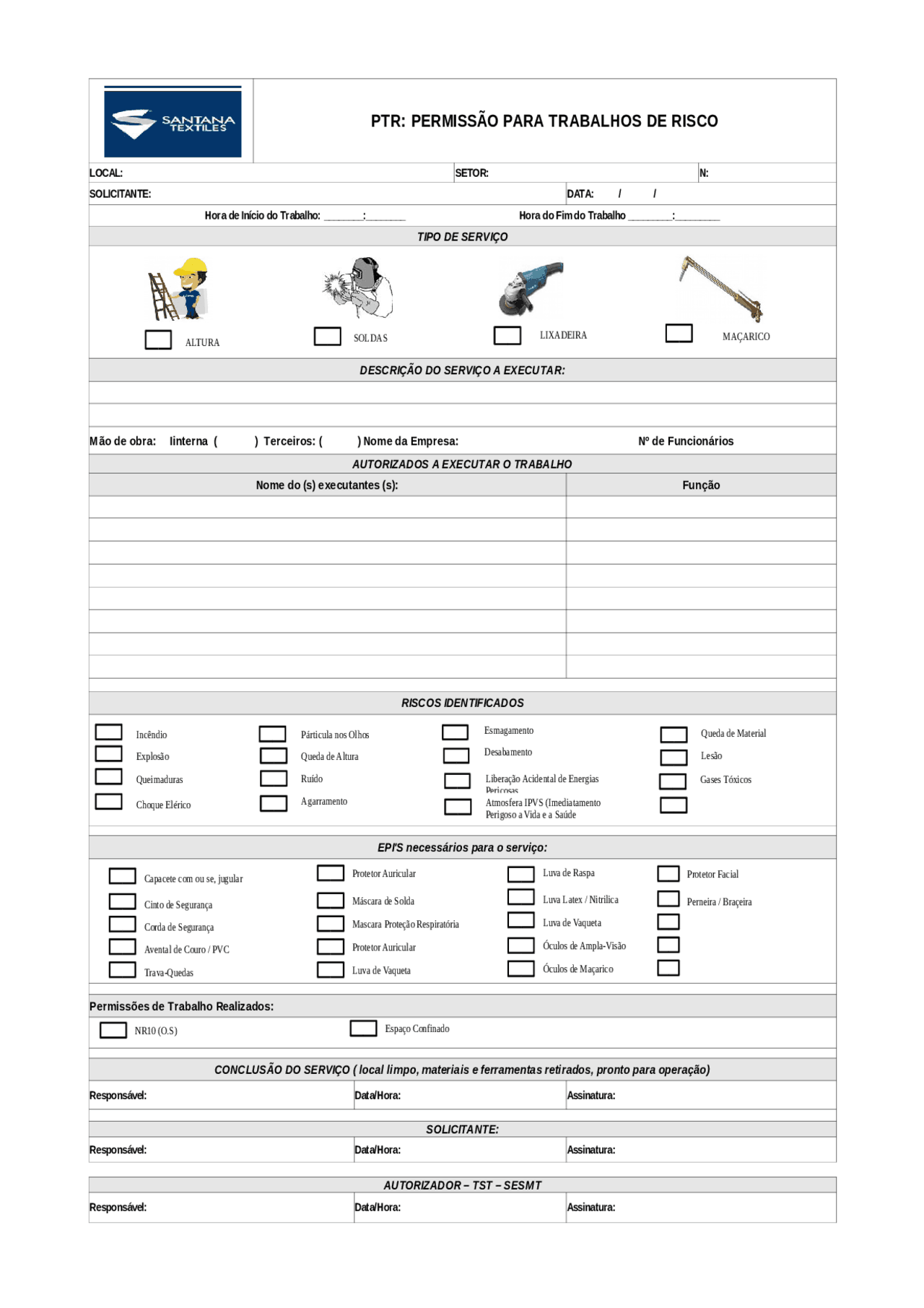 Permissão para trabalho de risco - PTR - Permissão para trabalho de ...