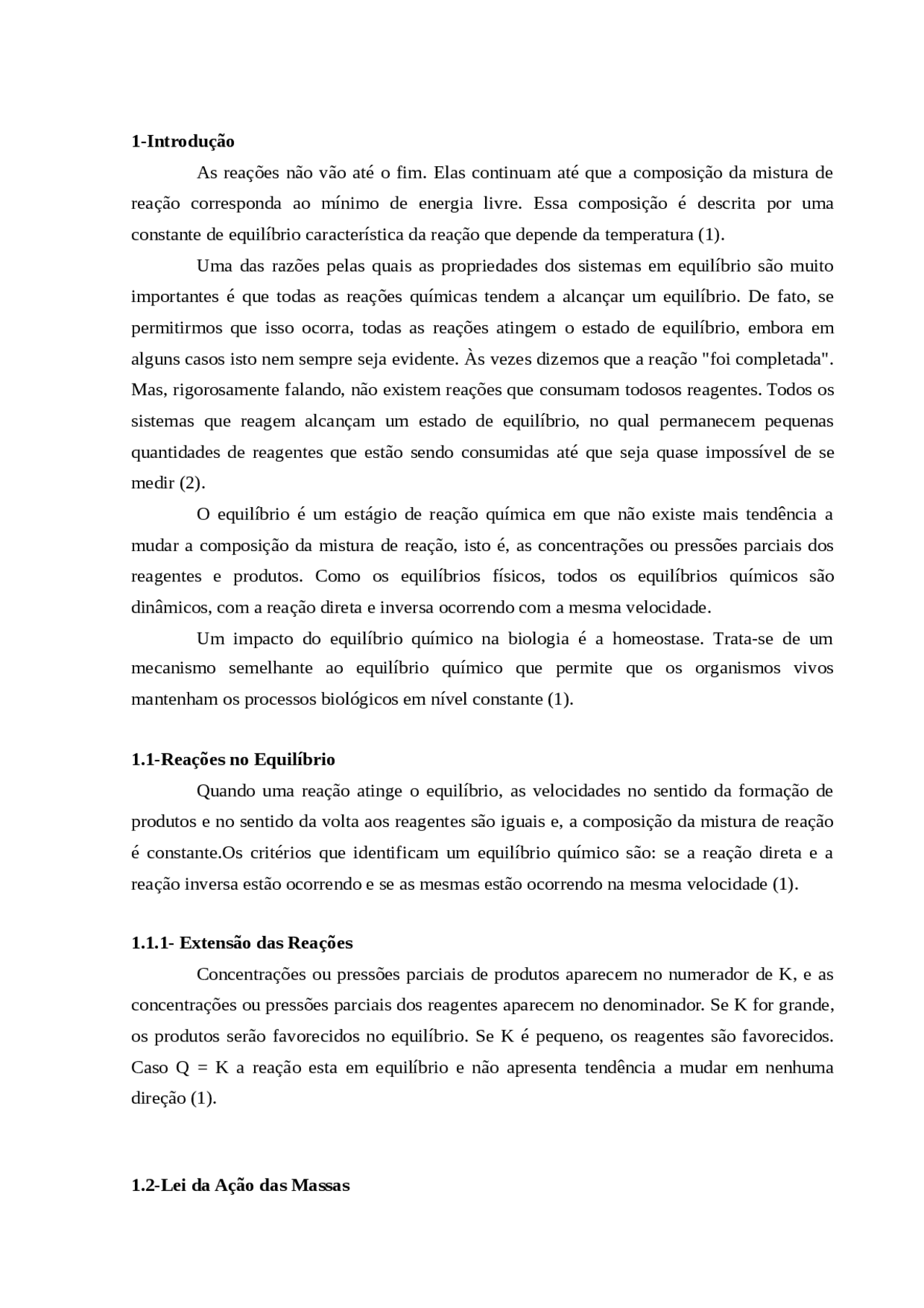 Equilíbrio Químico Equilíbrio Químico Docsity
