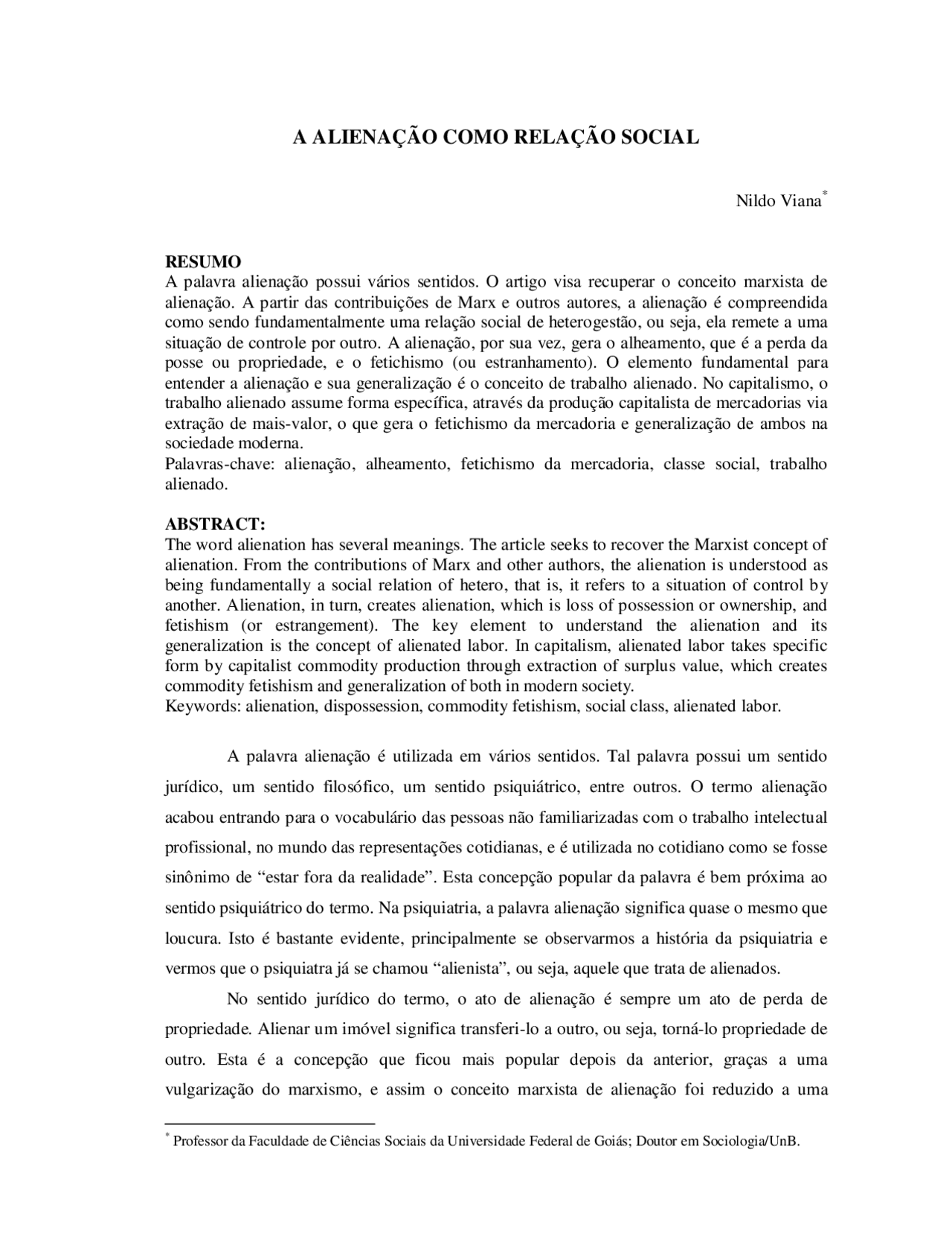 A alienação como relação social - Artigo sobre o conceito de alienação ...