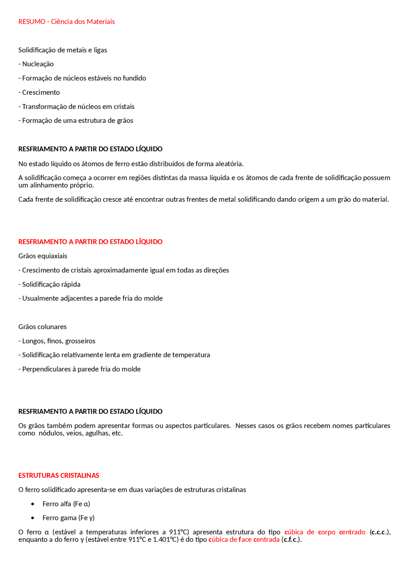 Np1 - resumo cm - CIENCIA DOS MATERIAIS - Docsity