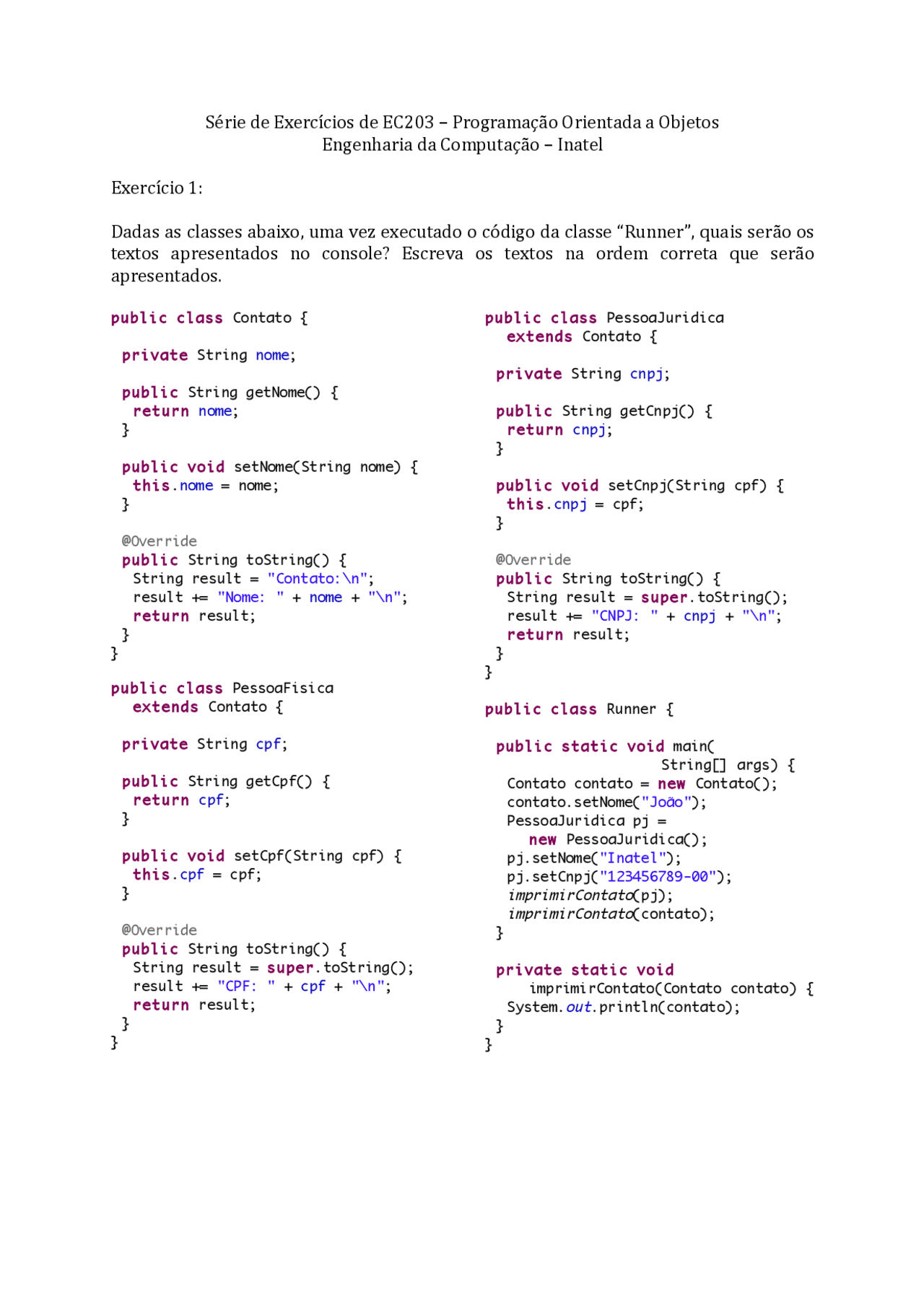Exercícios Java E Uml Exercícios Java E Uml Docsity
