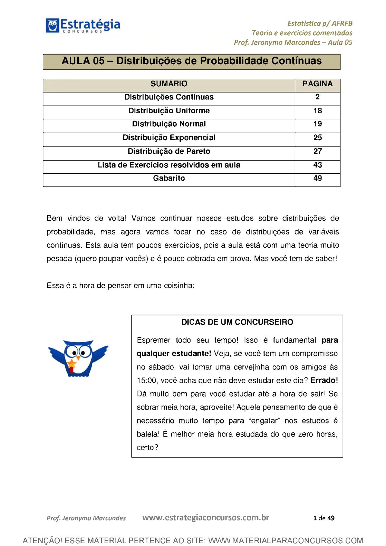 Aula 05 Estatística - Aula 05 Estatística - Docsity