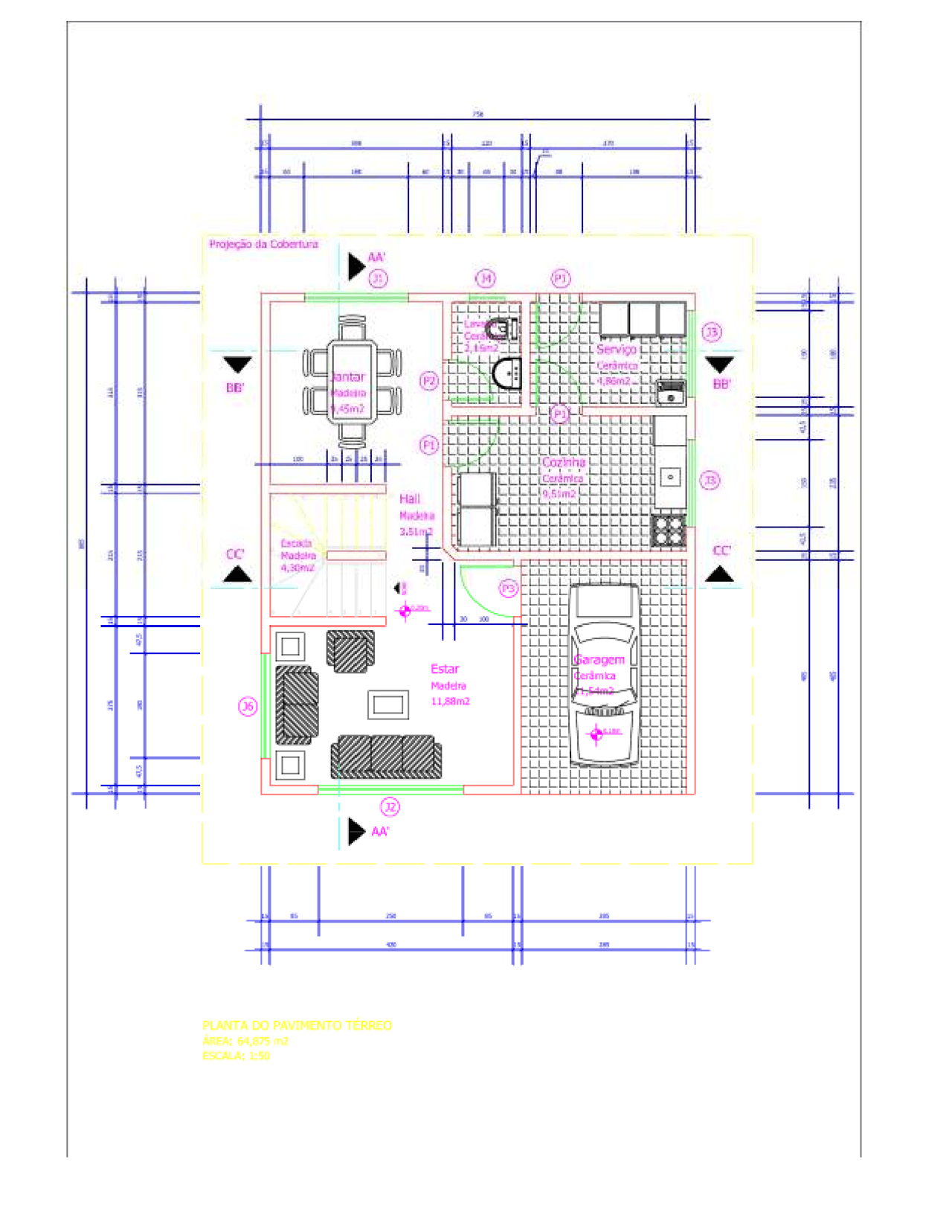 Desenho técnico: modelo corte escada 01 - Desenho técnico: modelo corte ...