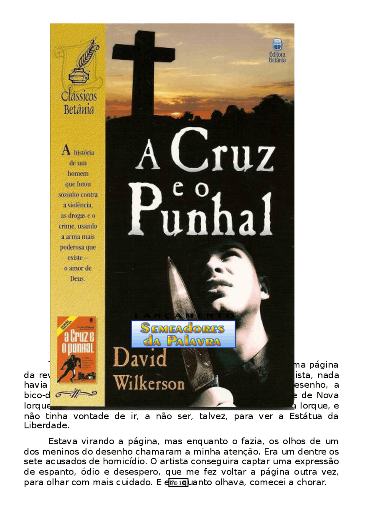David Wilkerson - A Cruz e o Punhal - David Wilkerson - A Cruz e o Punhal - Docsity