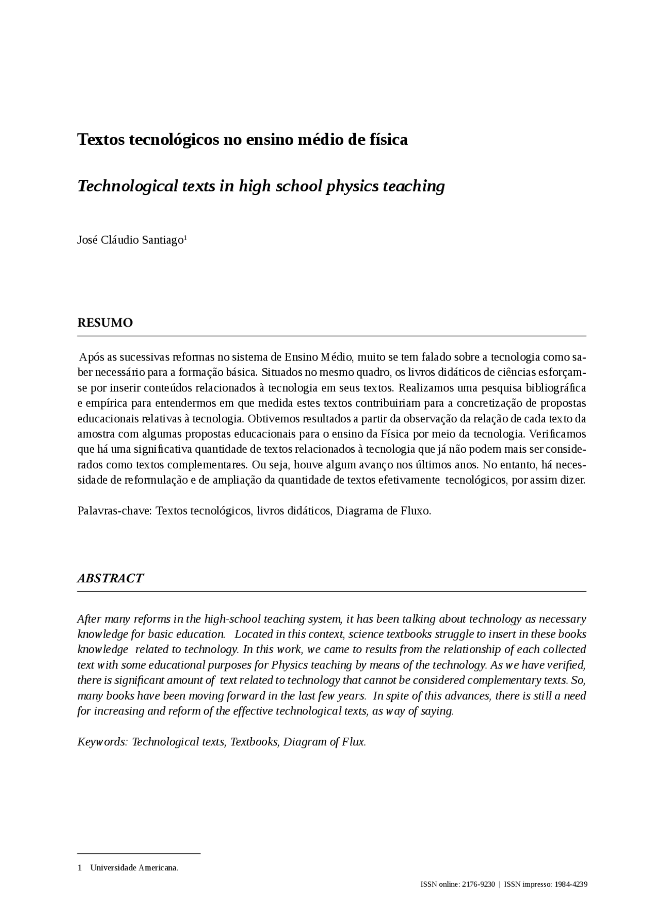 ARTIGO REVISTA PRAXIS TEXTOS TECNOLOGICOS José Cláudio R Santiago ...