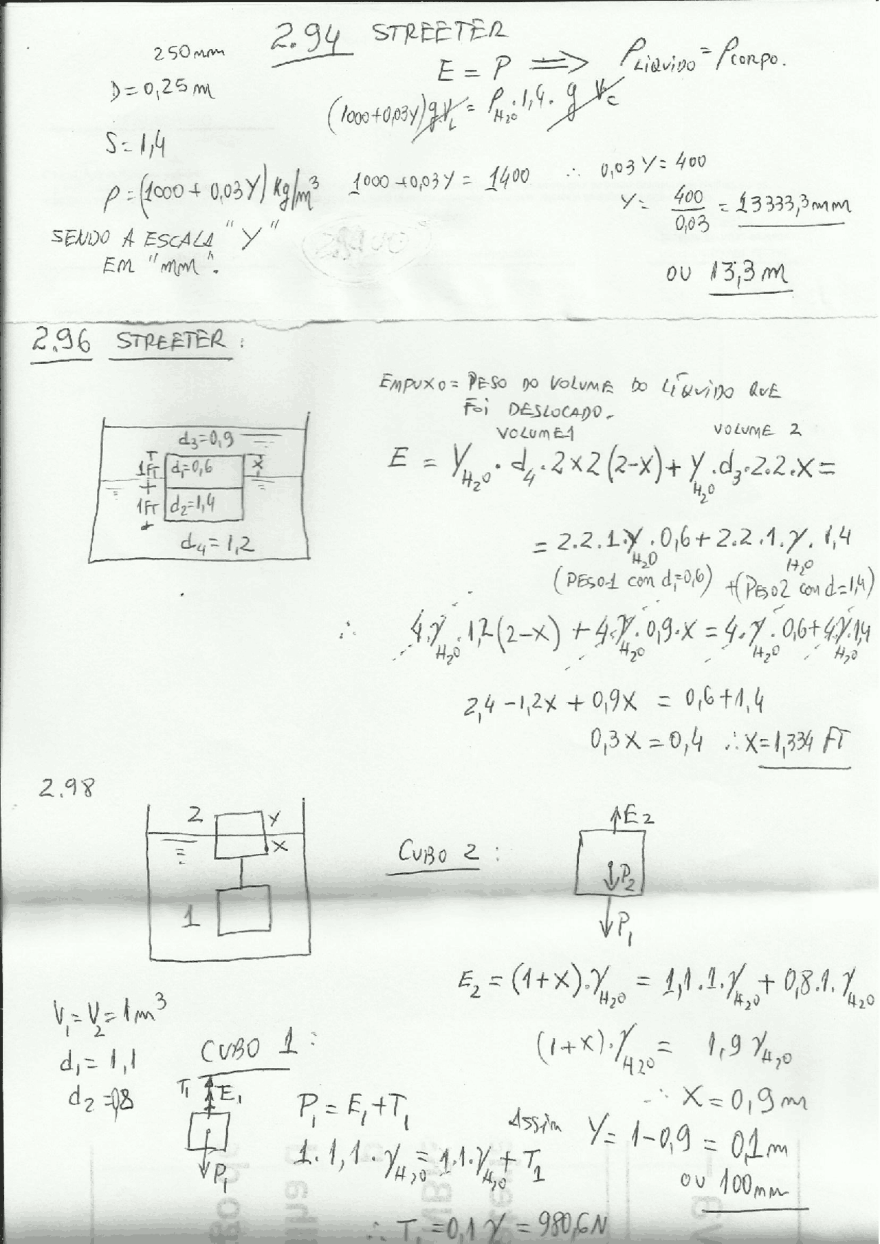 Soluções 2 STREETER CAP. 2 - Algumas soluções do cap. 2 | Docsity