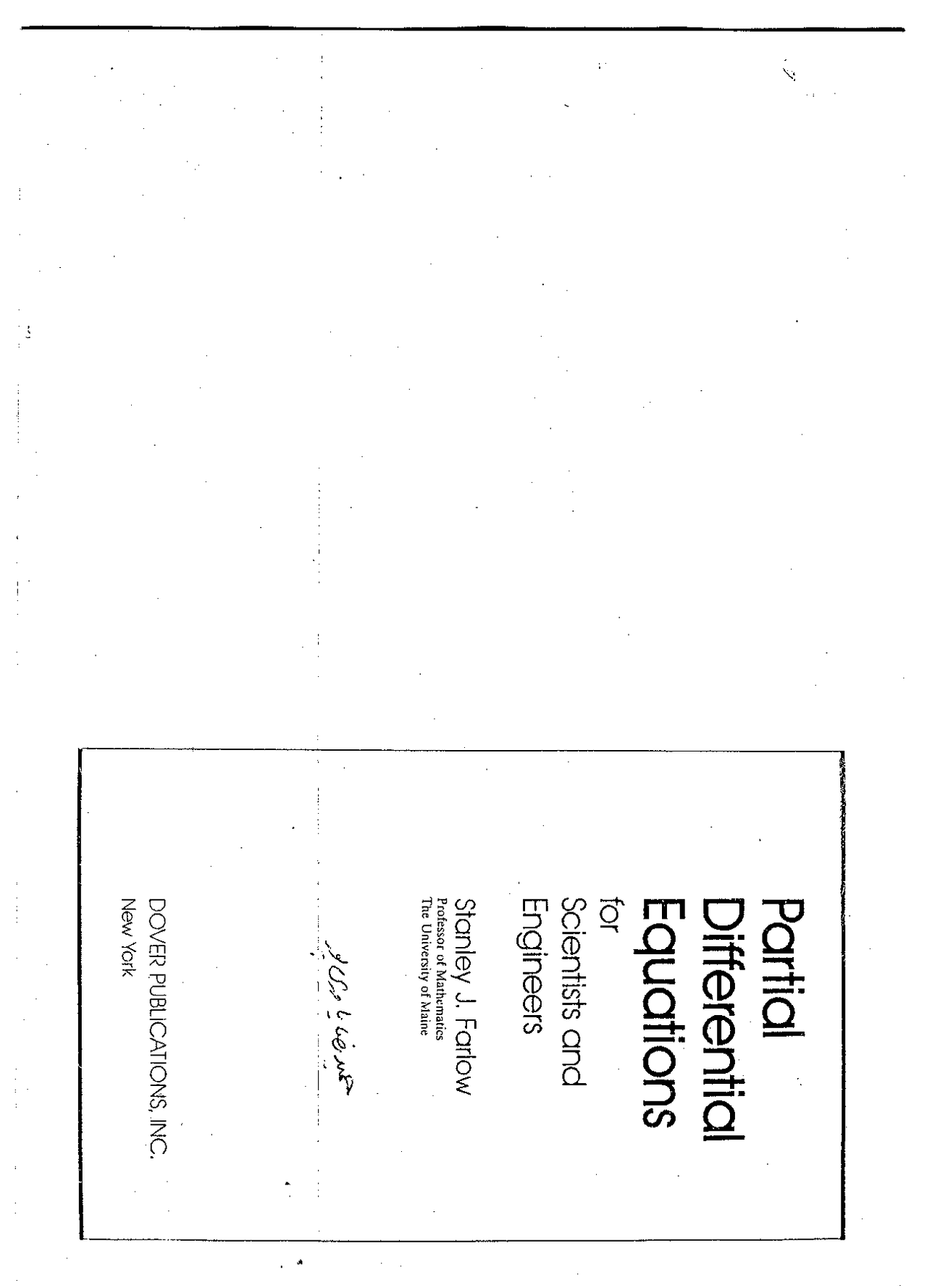 Partial Differential Equations For Scientists And Engineers Farlow
