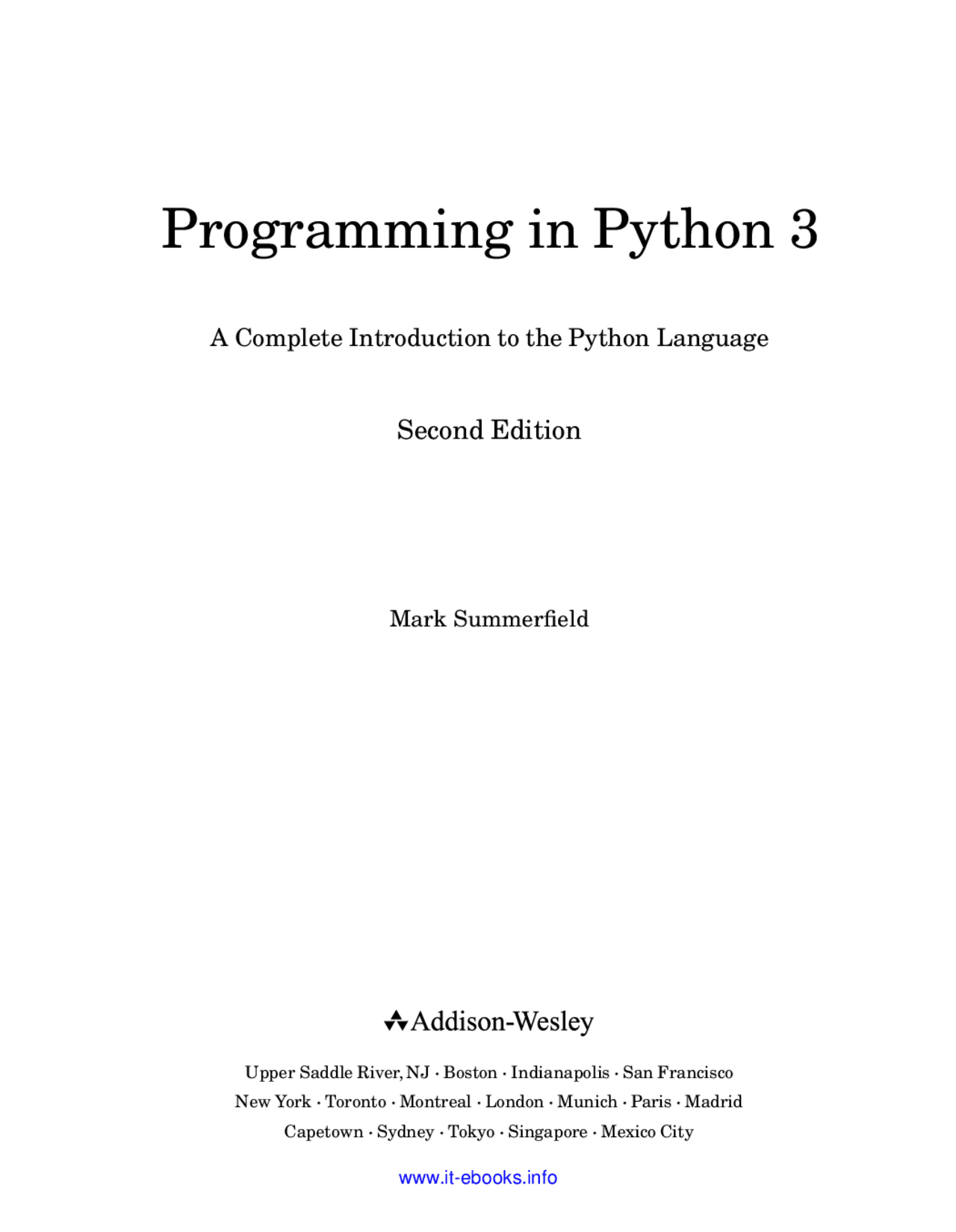 Programming in Python 3, 2nd Edition - Programming in Python 3, 2nd Edition - Docsity