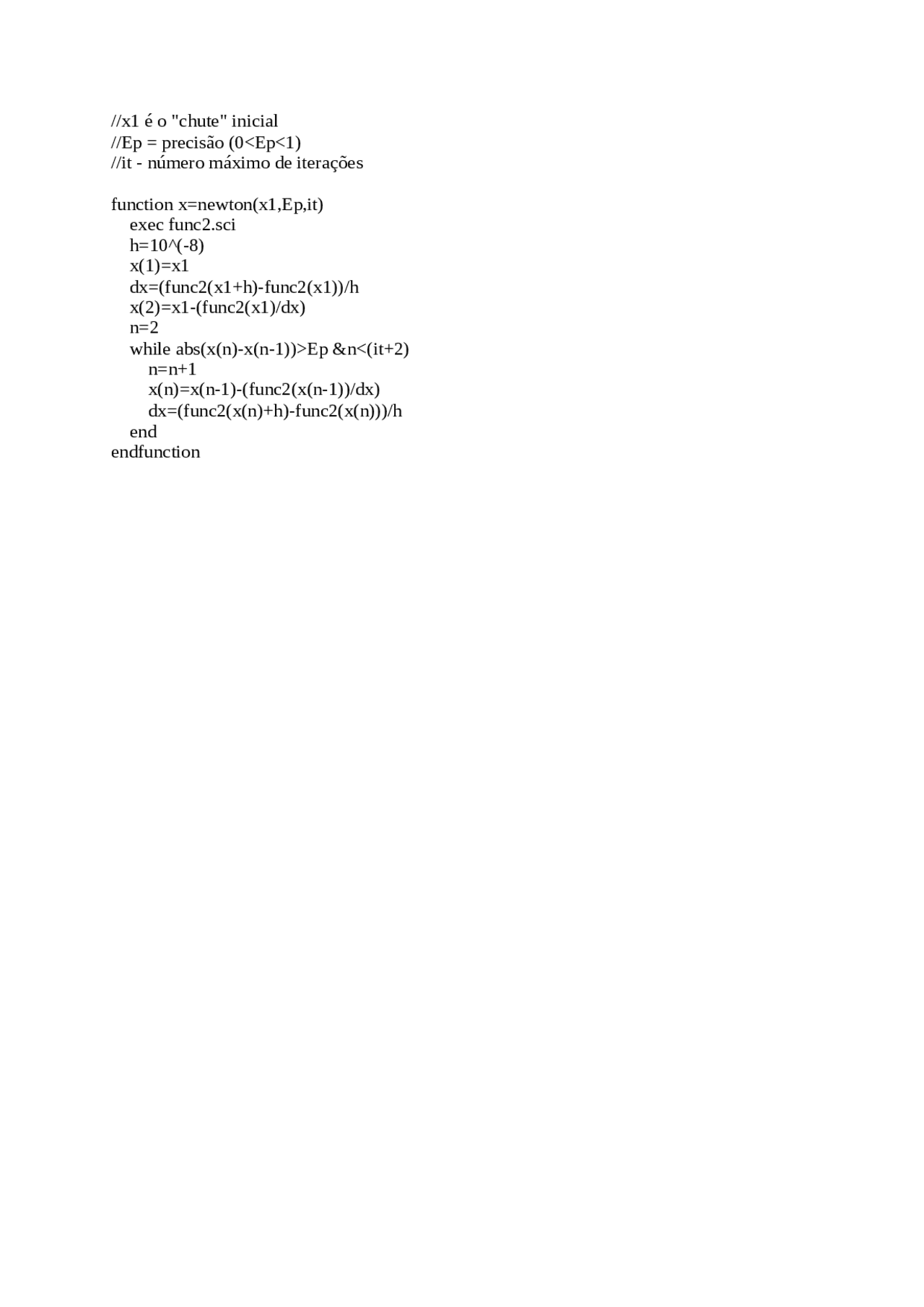 Scilab Método De Newton Método Implementado No Scilab Docsity