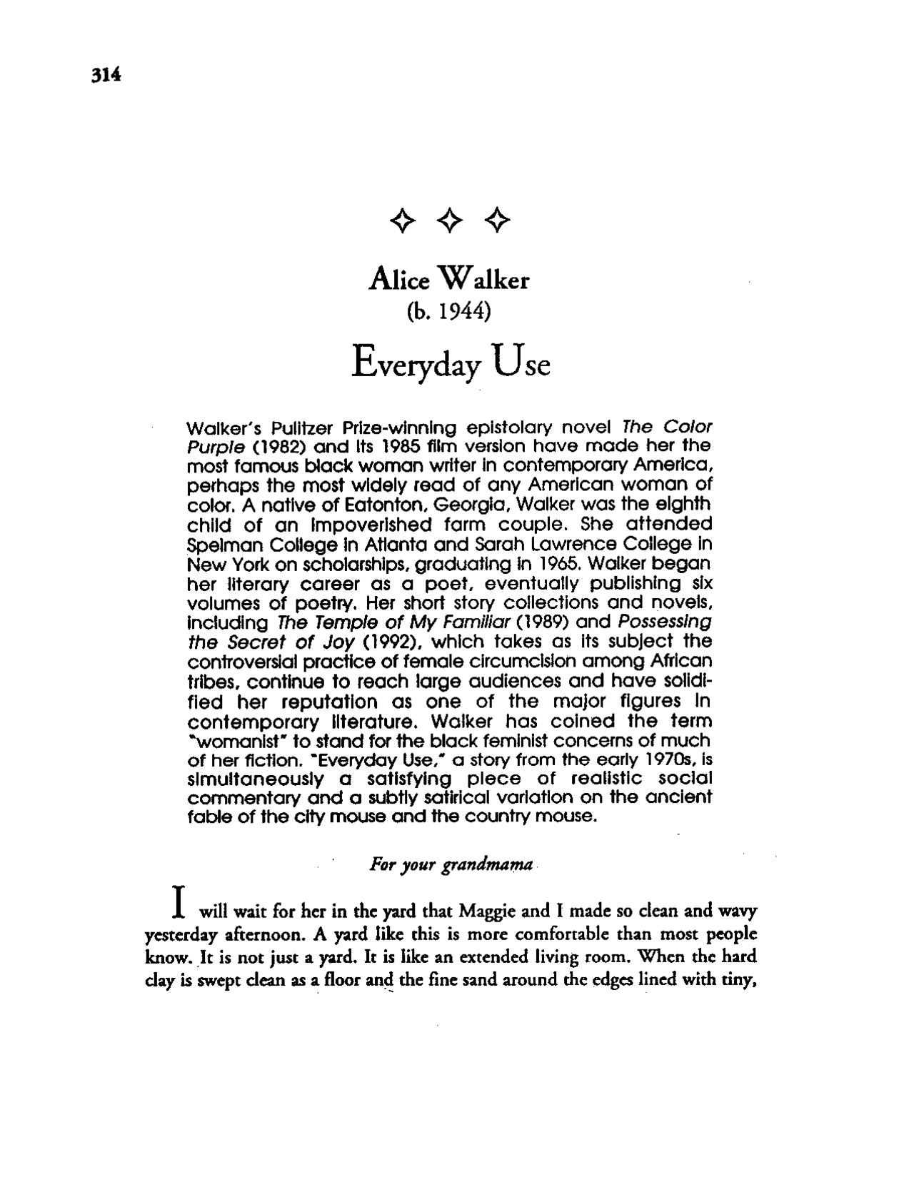 Everyday Use - Conto_Alice Walker - Docsity