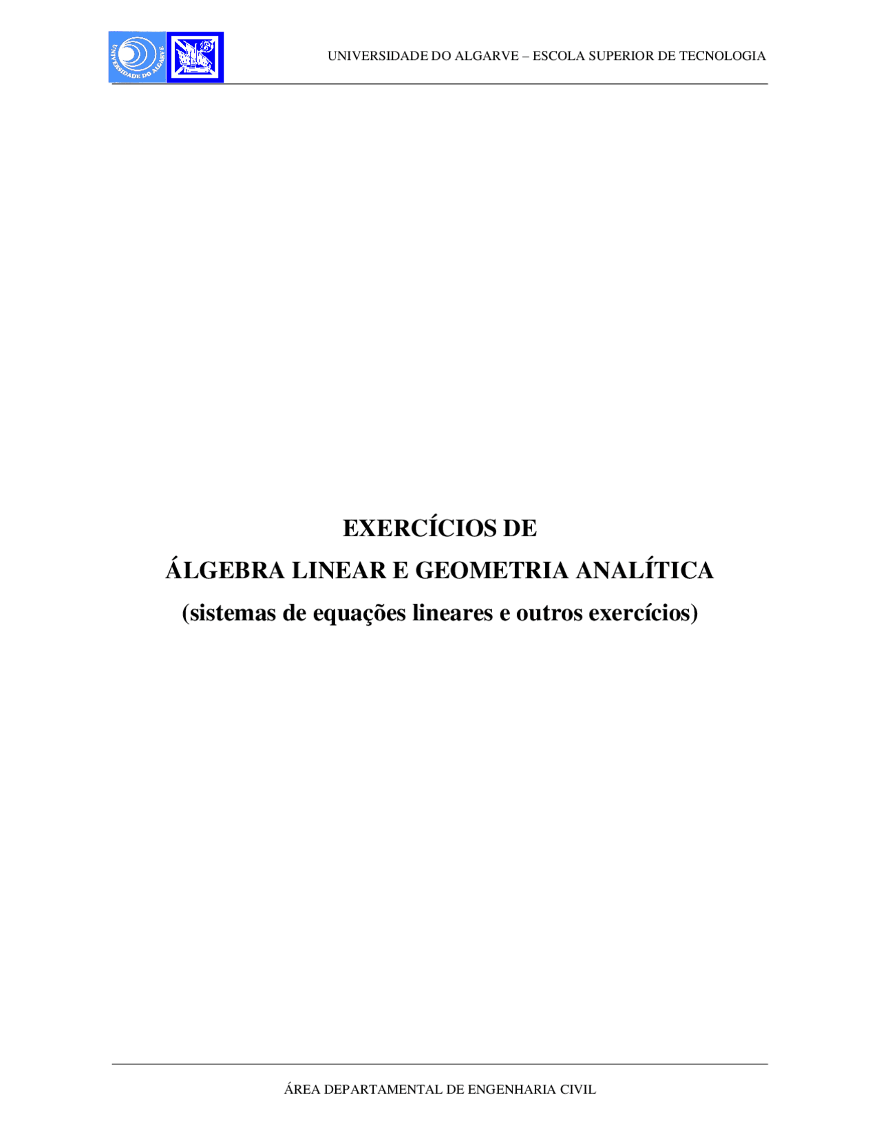 Exercícios Sistemas Lineares E Outros Algebra Linear E Geometria