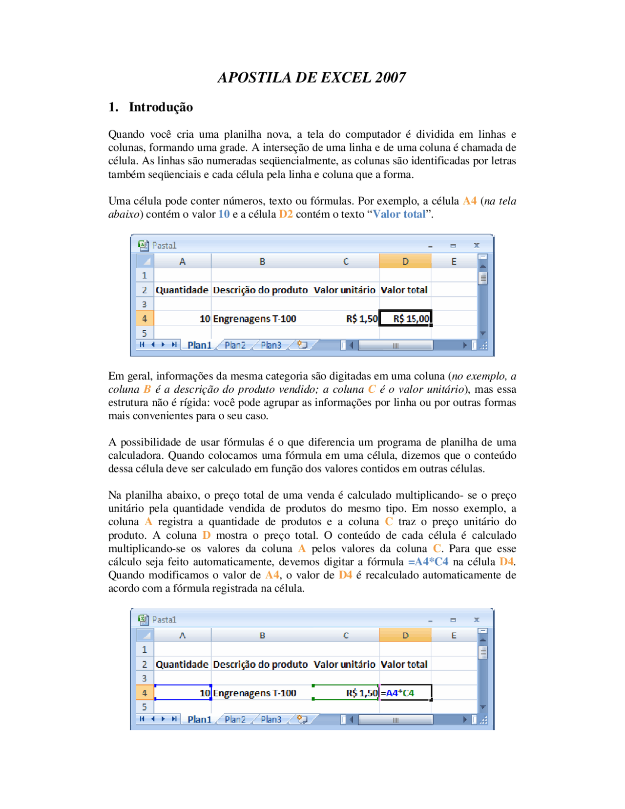 Apostila Excel Microsoft Excel Docsity