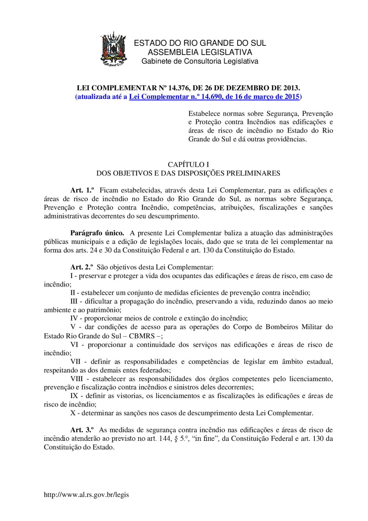 Lec Nº 14376 Atualizada Lei De PrevenÇÃo De IncÊndio Rs Docsity