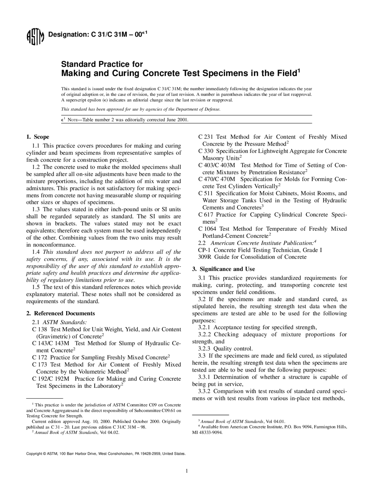 C31-Making and Curing Concrete Test Specimens in the Field - Making and ...