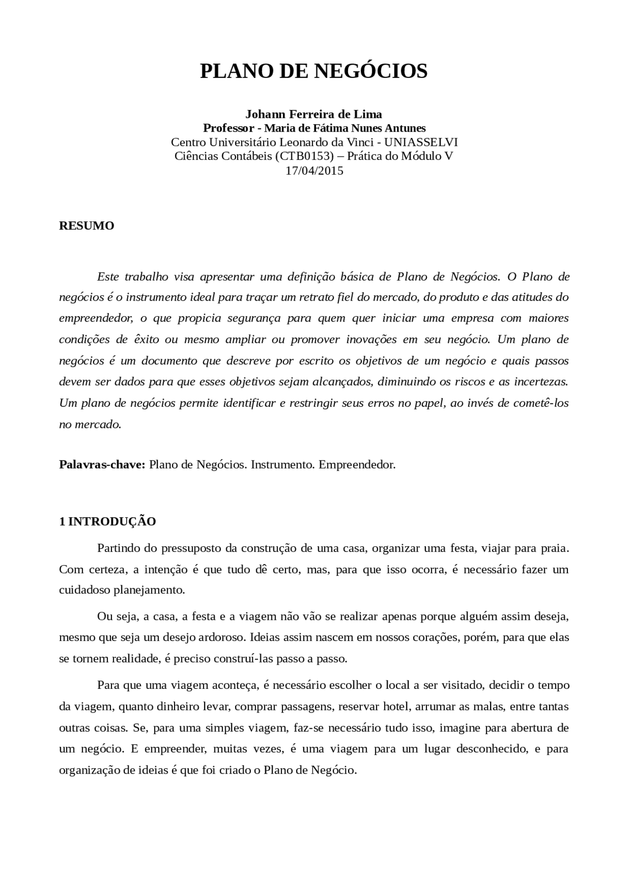 Paper Plano De Negócios Johann Um Pequeno Tutorial Elaborado Para