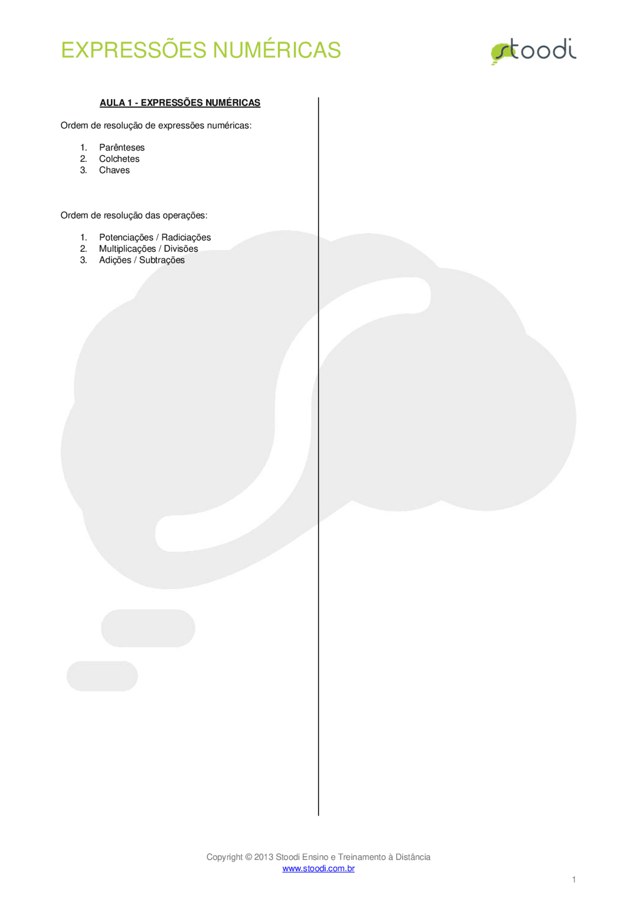 Resumos De Mate Do Descomplica Matematica Expressoes Numericas V01 Resumos Docsity