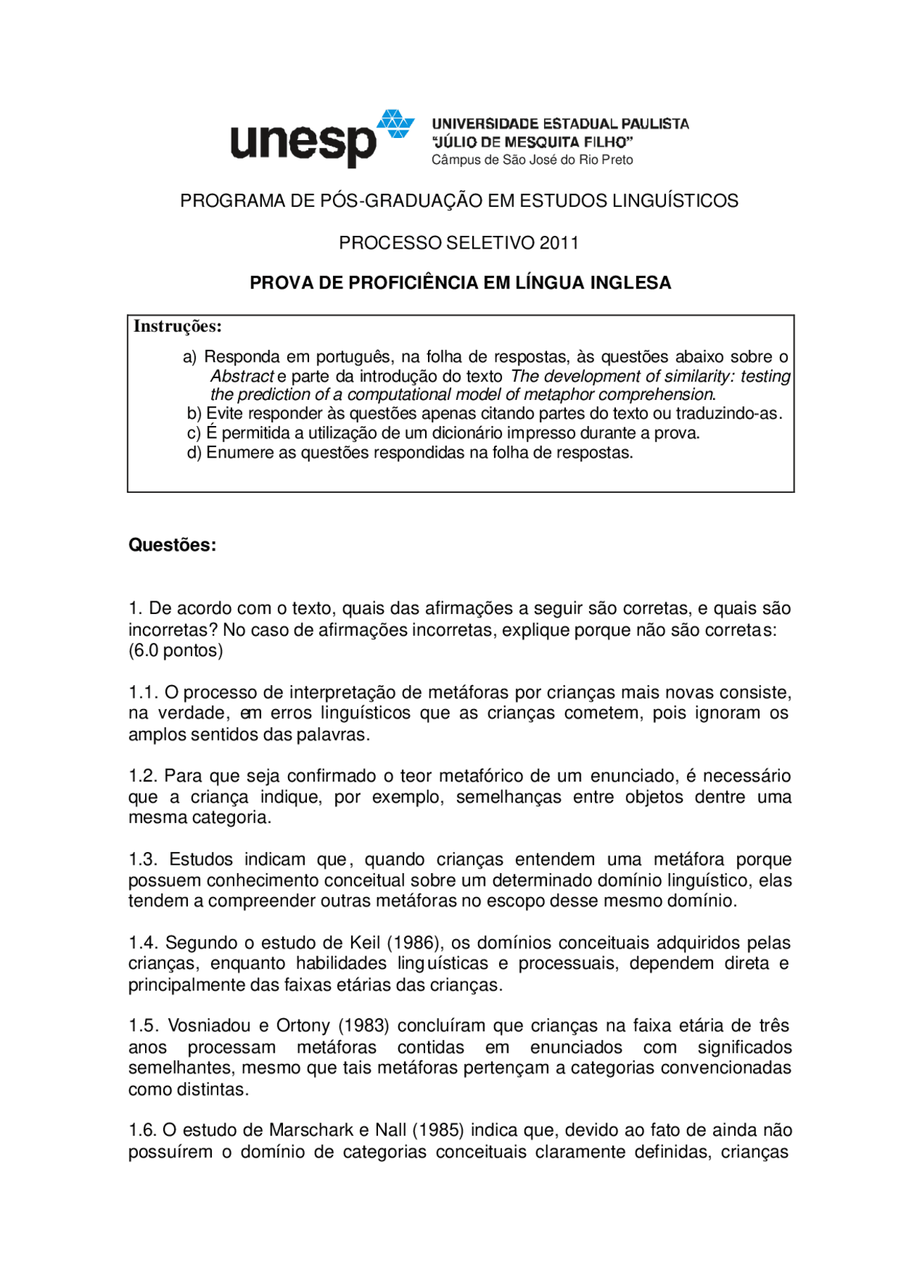 Provas Mestrado 27 Prova De Mestrado Docsity