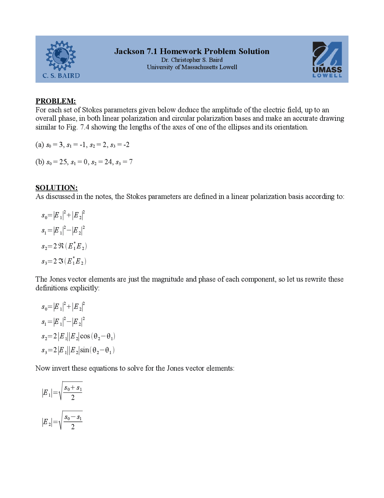 Jackson solutions - jackson 7 1 homework solution - Solução do jackson ...