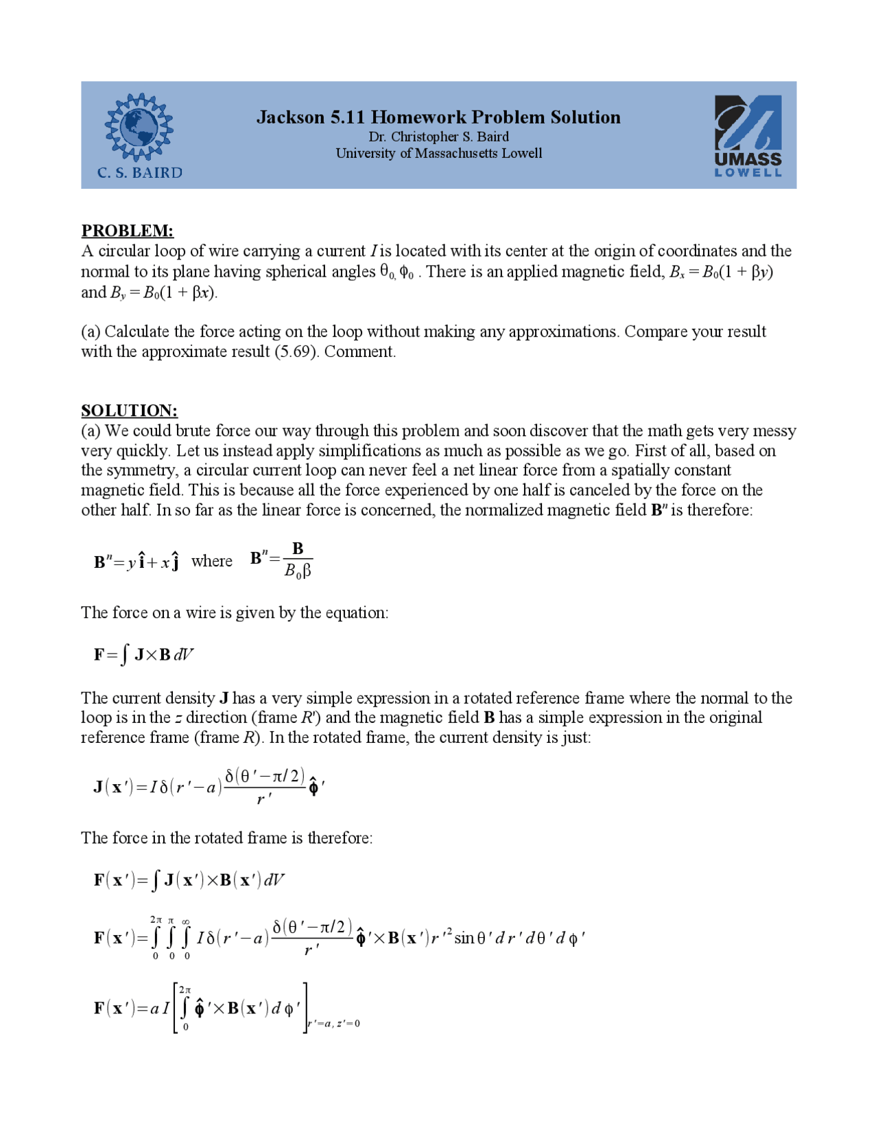 Jackson solutions - jackson 5 11 homework solution - Solução do jackson ...