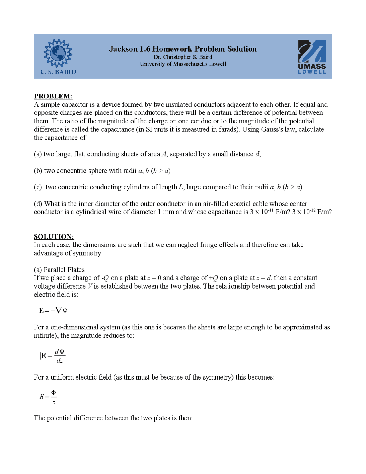 Jackson solutions - jackson 1 6 homework solution - Solução do jackson ...