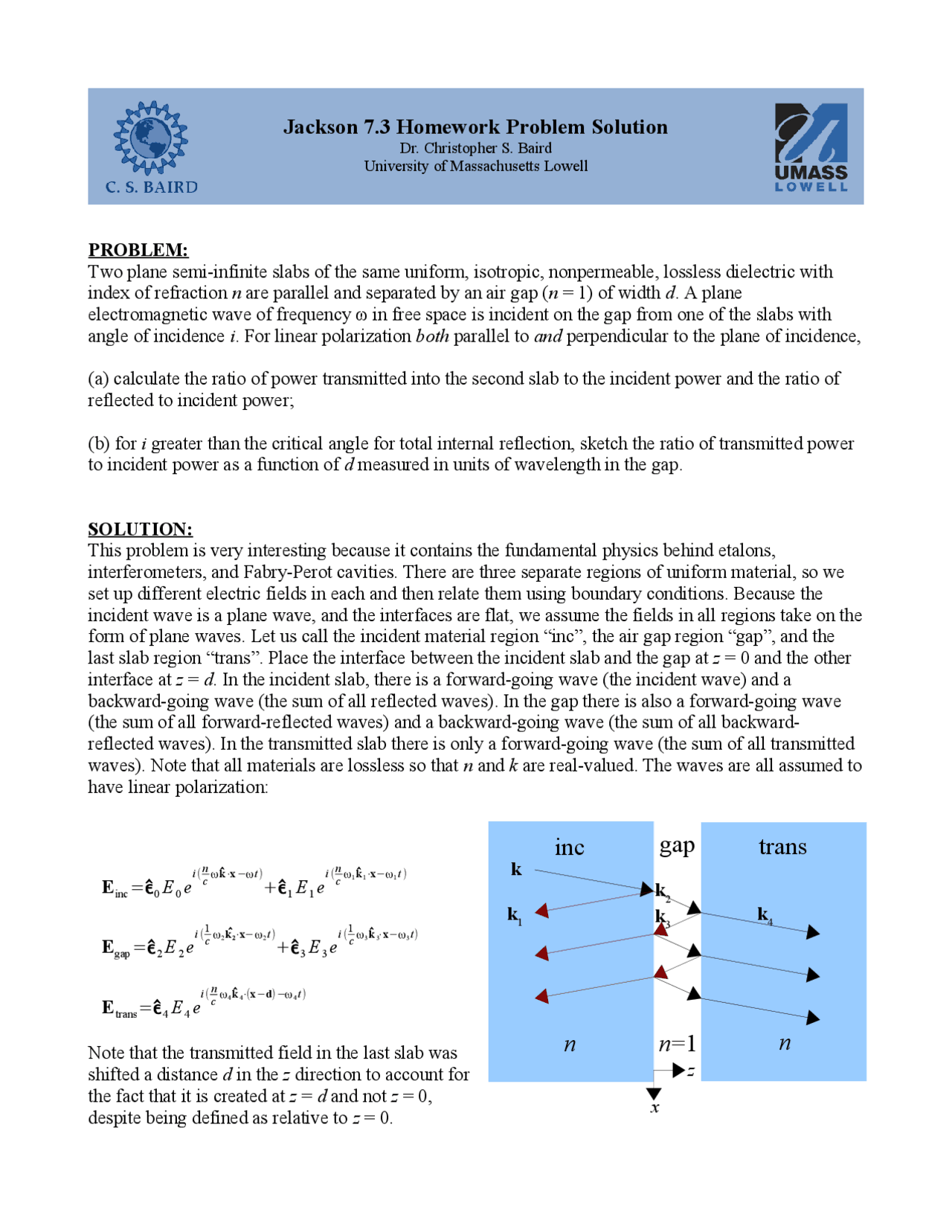 Jackson solutions - jackson 7 3 homework solution - Solução do jackson ...