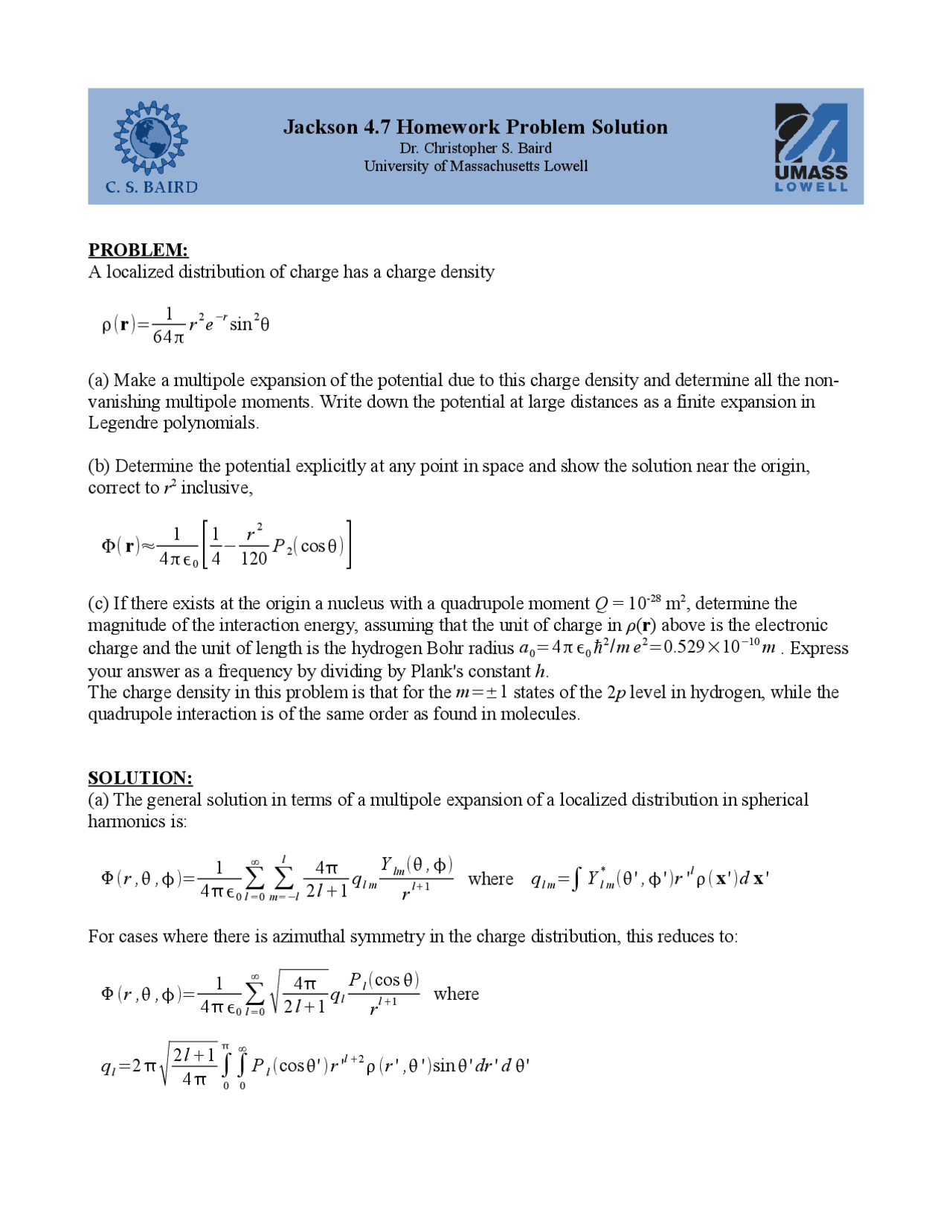 Jackson solutions - jackson 4 7 homework solution - Solução do jackson ...