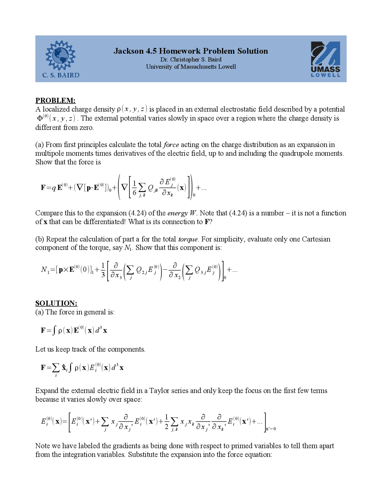 Jackson solutions - jackson 4 5 homework solution - Solução do jackson ...