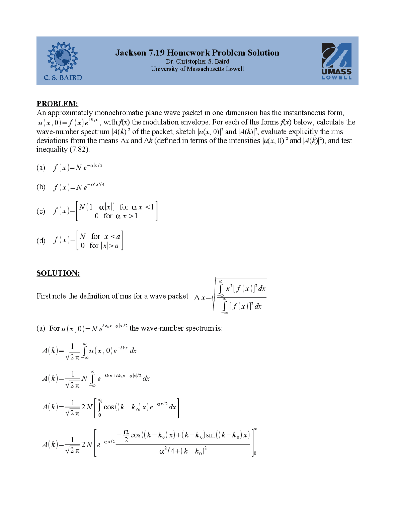 Jackson solutions - jackson 7 19 homework solution - Solução do jackson ...