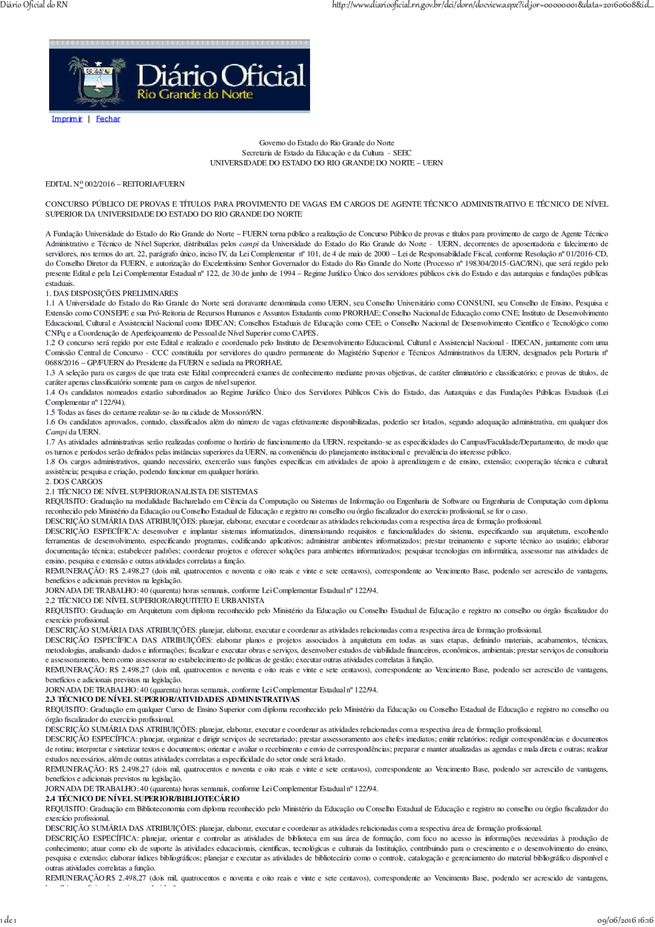 Diário Oficial do RN final - arquivos variados - Docsity