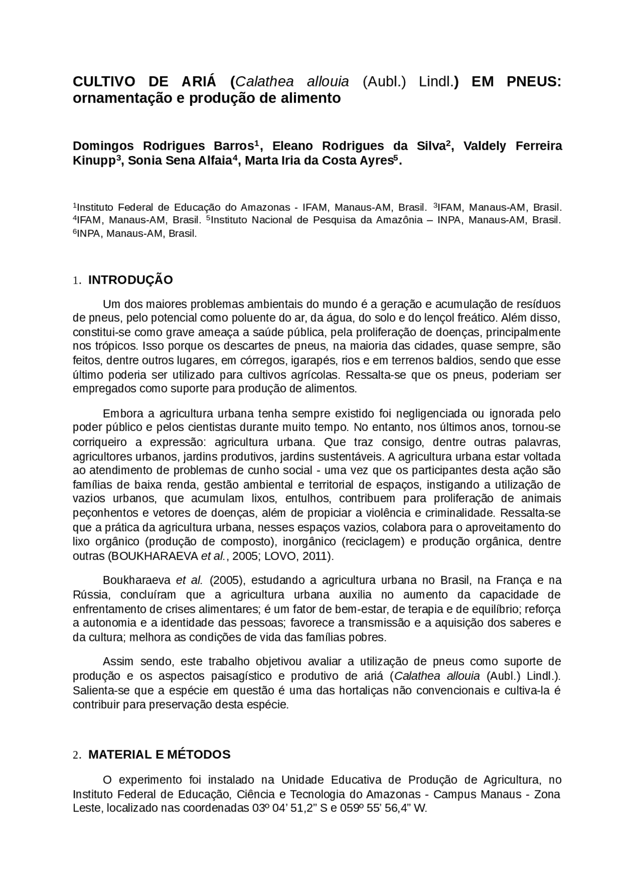 Cultivo de ariá para envio Venezuela c - congresso venezolano - Docsity