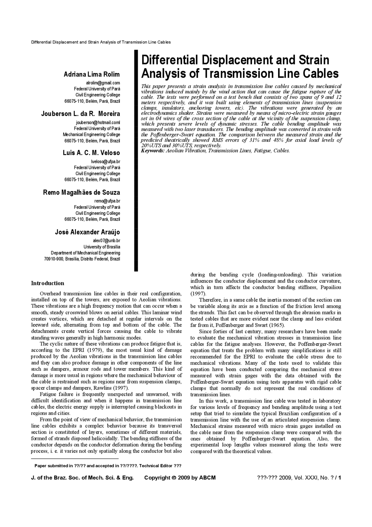 Differential Displacement and Strain Analysis of Transmission Line ...