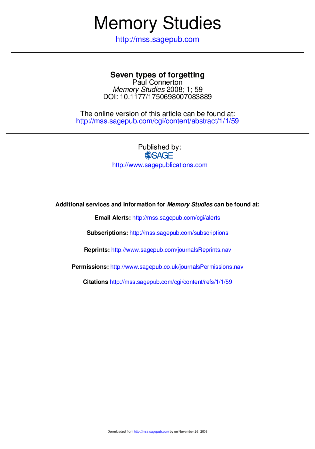 Connerton, paul. seven types of forgetting - sete tipos de ...