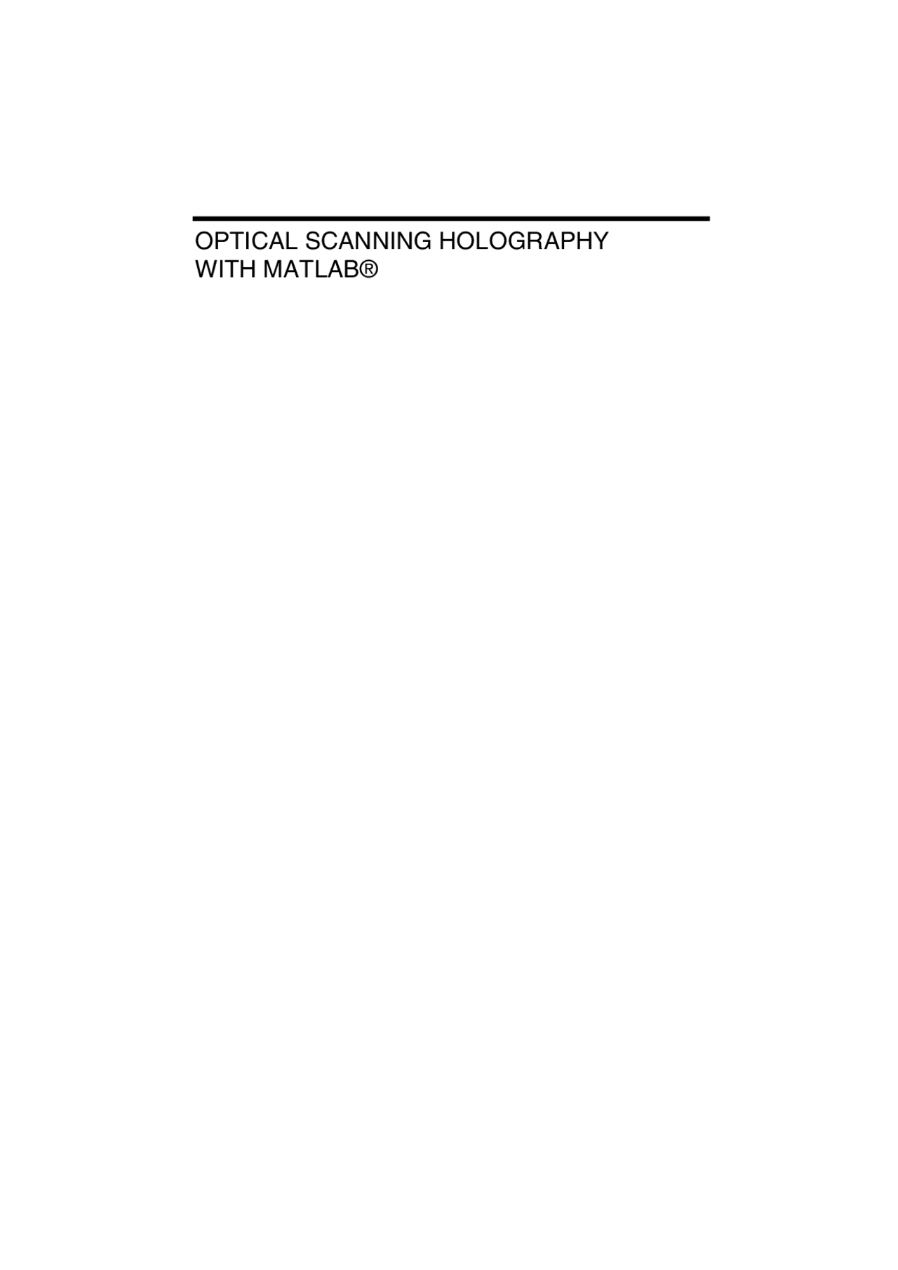 Optical Scanning Holography with MATLAB - Ting Chung Poon - Optical Scanning Holography - Docsity