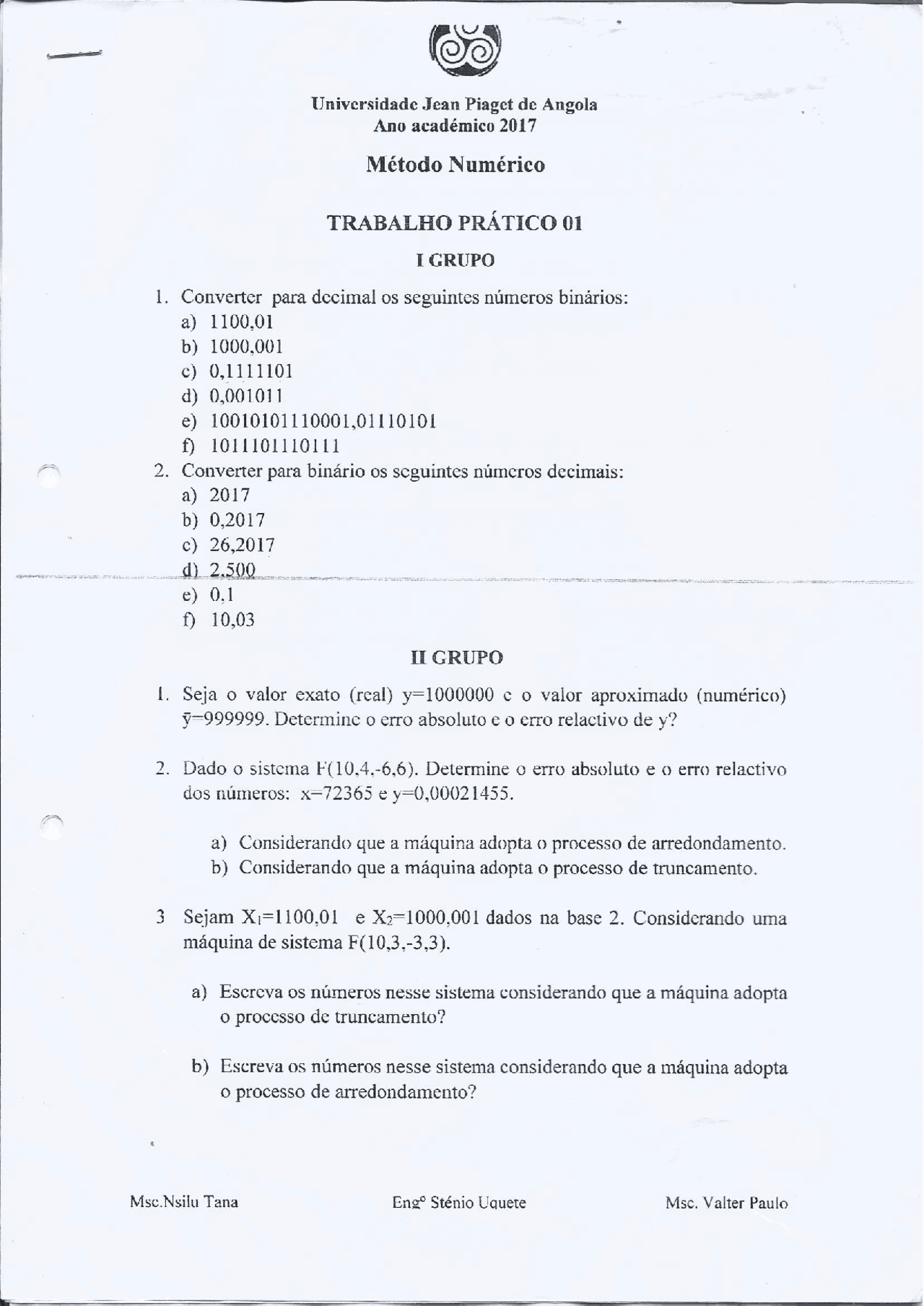 Exercicios Praticos Metodos Numericos Metodos Numericos Docsity