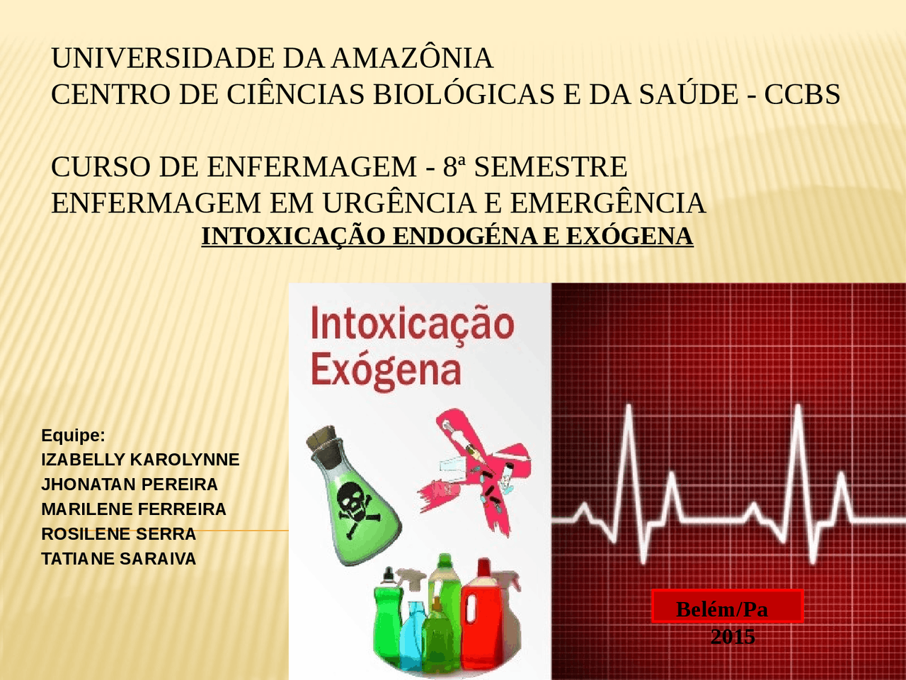 Intoxicação Slide IntoxicaÇÃo Docsity